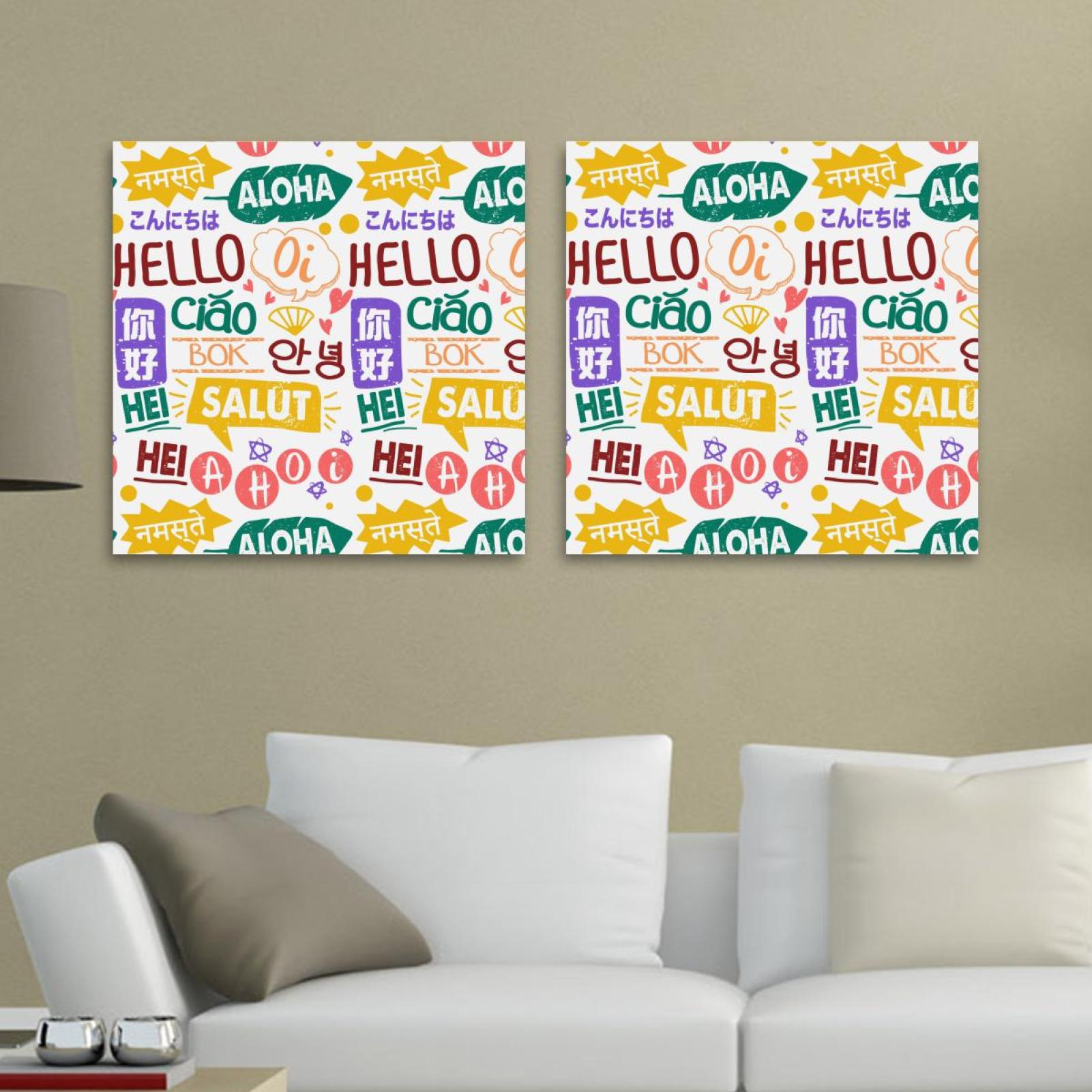 OWNSERIES Hello-Words-Pattern 2PC Canvas Wall Art Paintings for Living ...