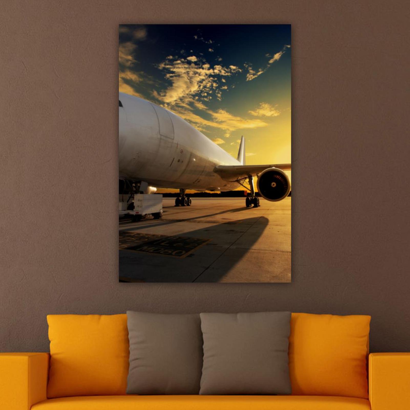 OWNSERIES Home Decor Airplane Airplane at Sunset Pattern Canvas Wall ...