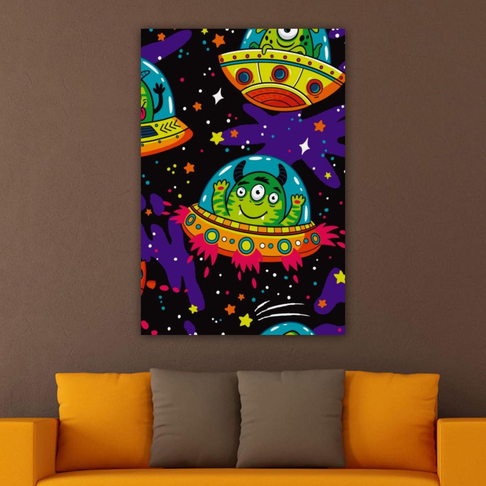 OWNSERIES Home Decor Alien Monsters Cartoon Pattern Canvas Wall Art ...