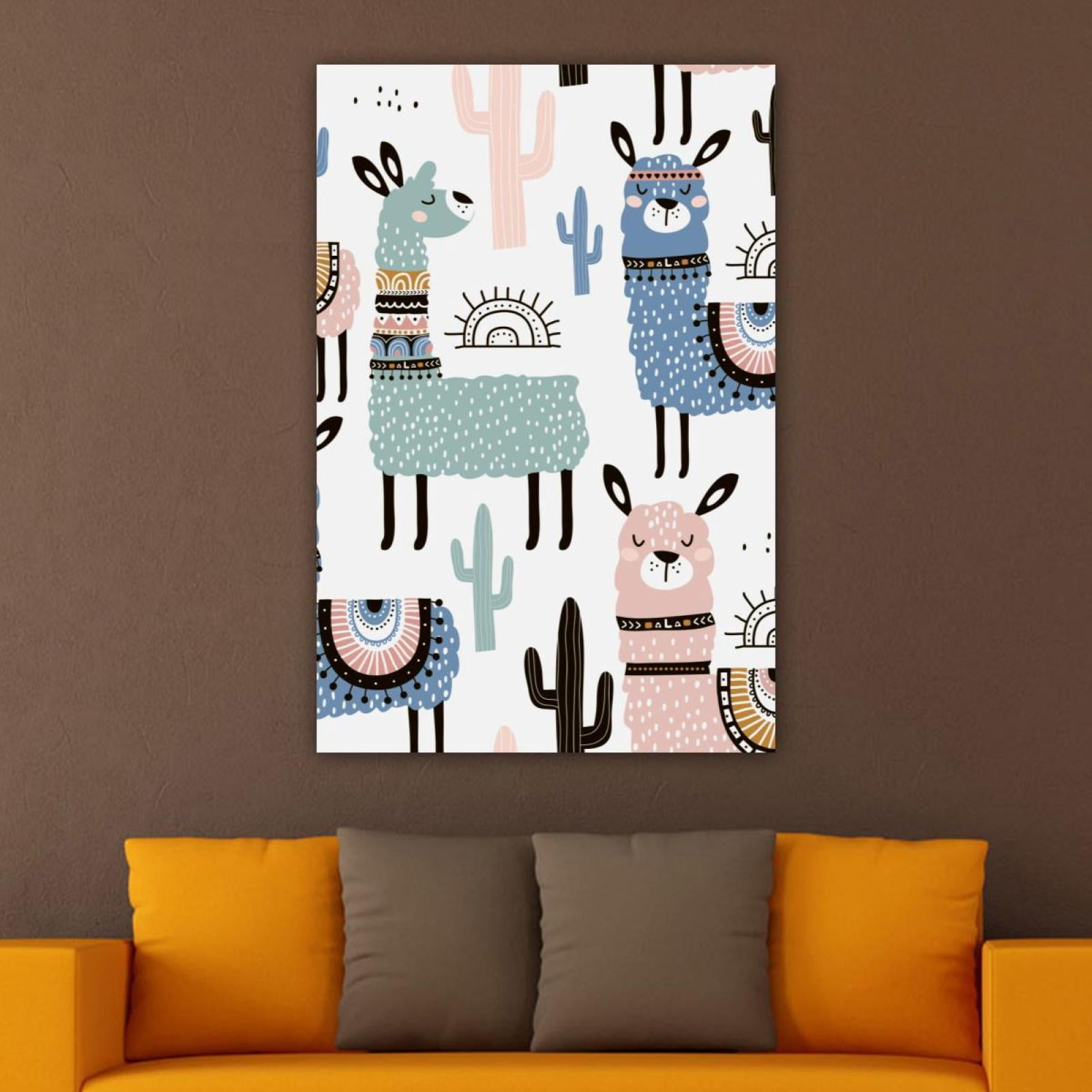 OWNSERIES Home Decor Alpaca Llama Cactus Cute Cartoon Lama Pattern ...
