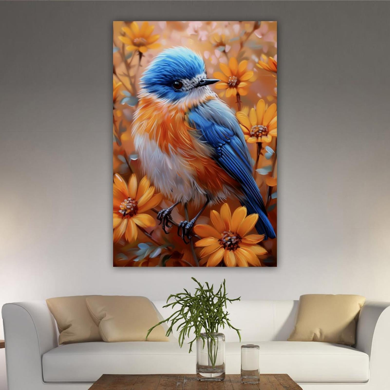 OWNSERIES Home Decor Ancient Style Flower and Bird Painting Canvas Wall ...