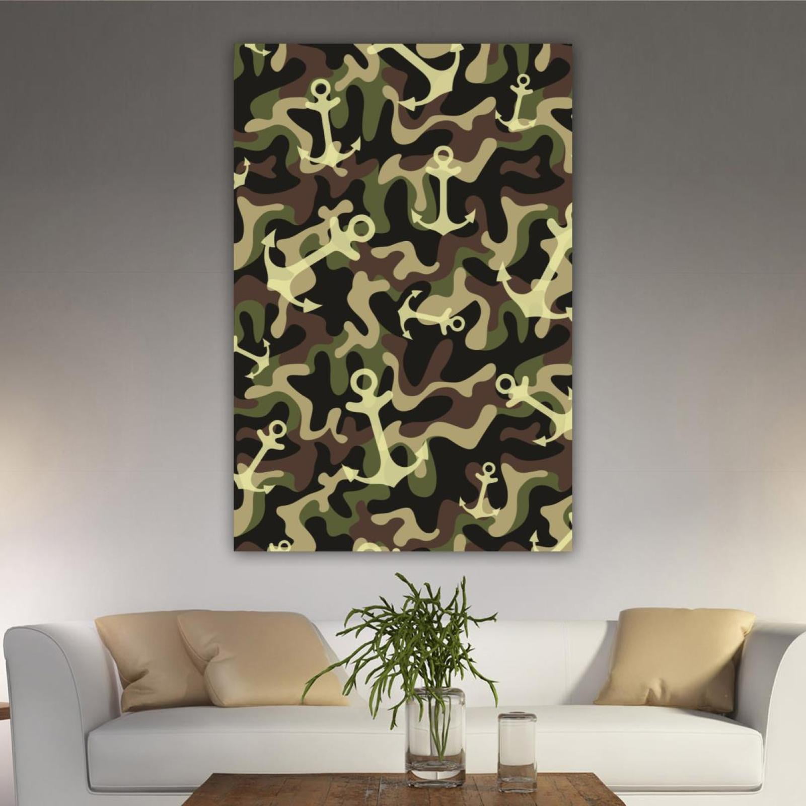 OWNSERIES Home Decor Army Green Camouflage Anchor Pattern Pattern ...