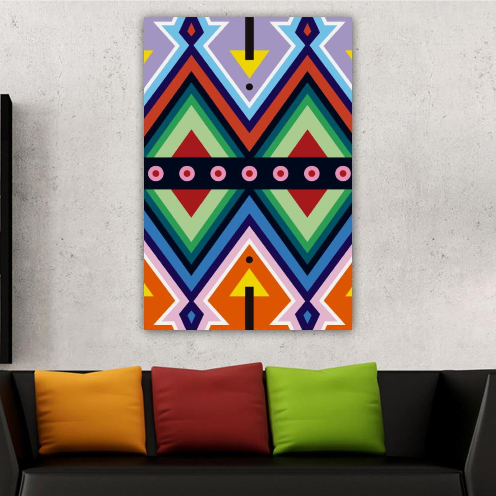 OWNSERIES Home Decor Art Geometric Huichol Pattern Pattern Canvas Wall ...