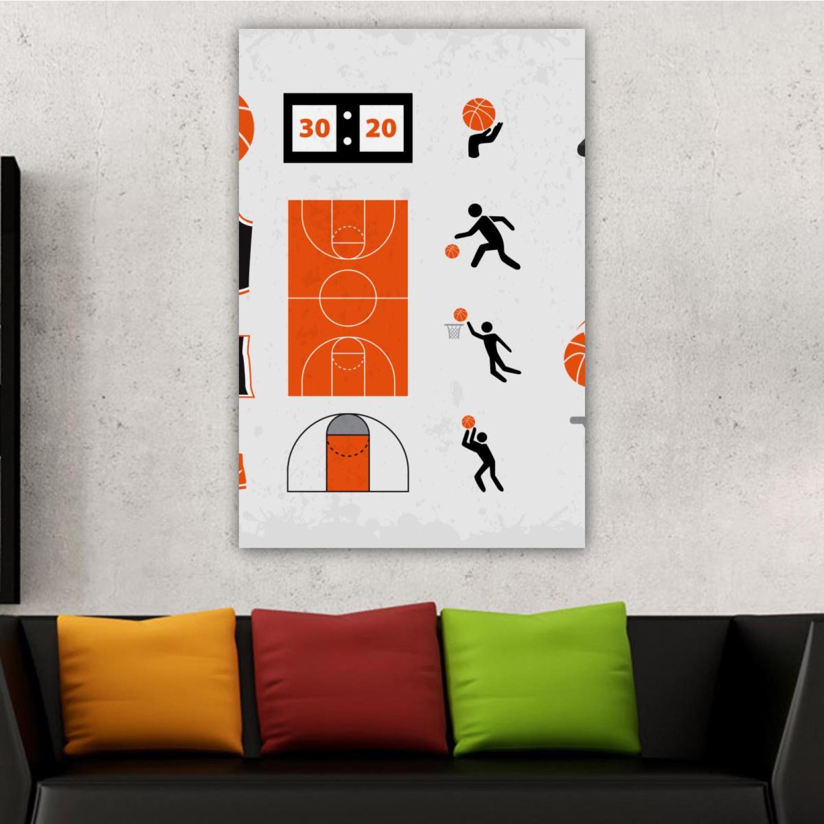 OWNSERIES Home Decor Basketball Symbols-01 Pattern Canvas Wall Art ...