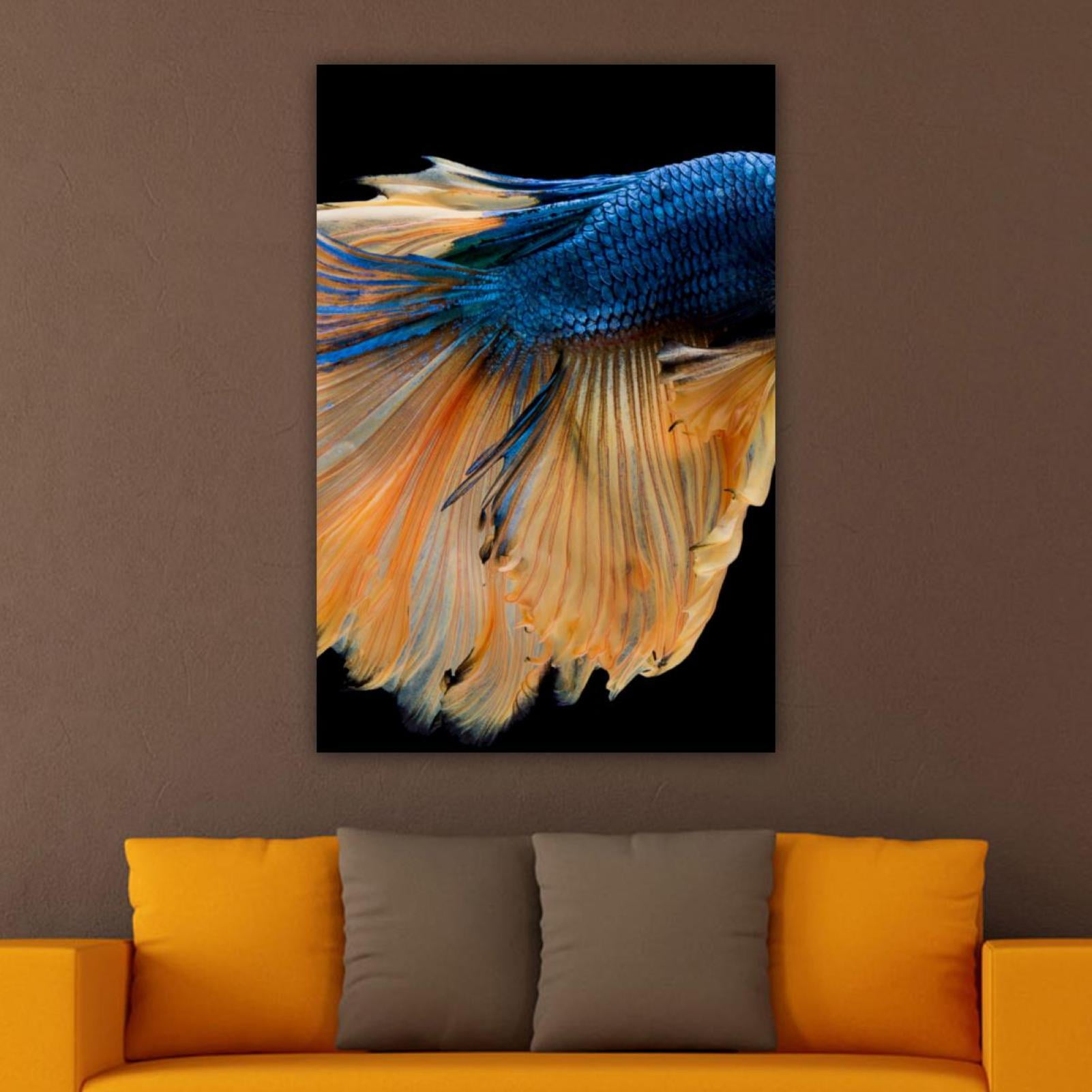 OWNSERIES Home Decor Beautiful Betta Fish Pattern Canvas Wall Art ...