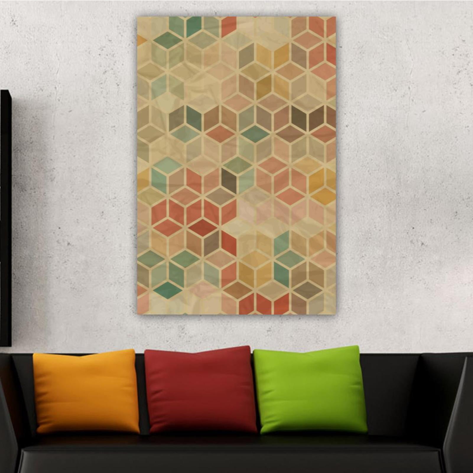 OWNSERIES Home Decor Beautiful Rhombus Hexagon Pattern Canvas Wall Art ...