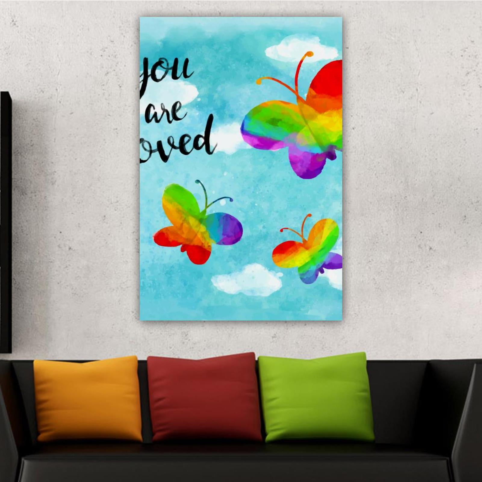 OWNSERIES Home Decor Blue Butterfly Lgbt Pride Rainbow Pattern Canvas ...