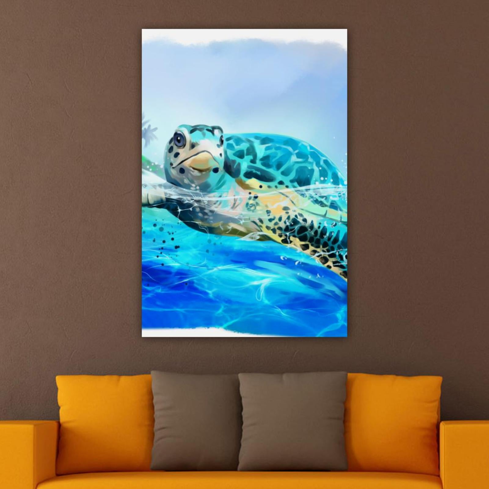 OWNSERIES Home Decor Blue Ocean Sea Turtle Pattern Canvas Wall Art ...