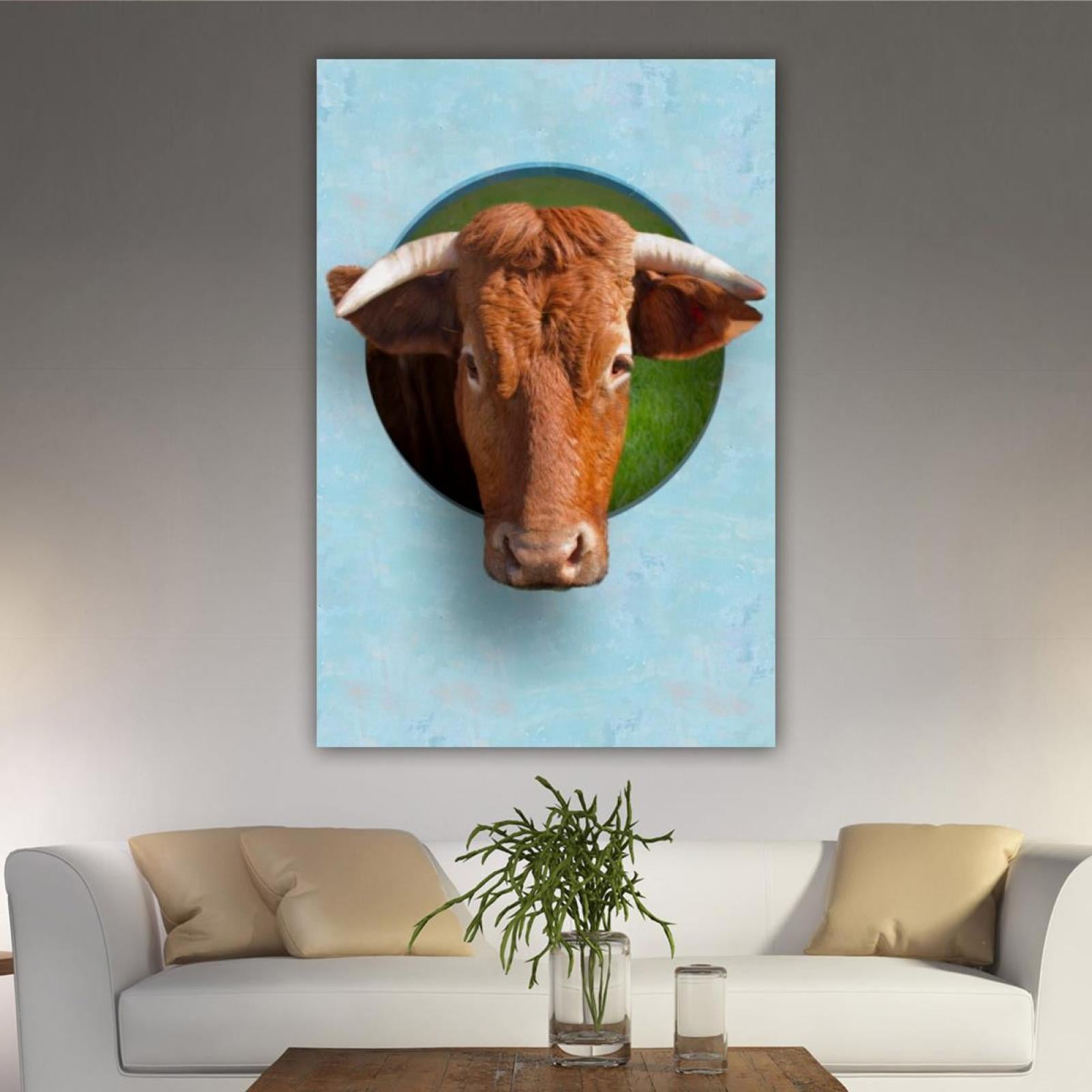 OWNSERIES Home Decor Bull's Head Pattern Canvas Wall Art Paintings for ...