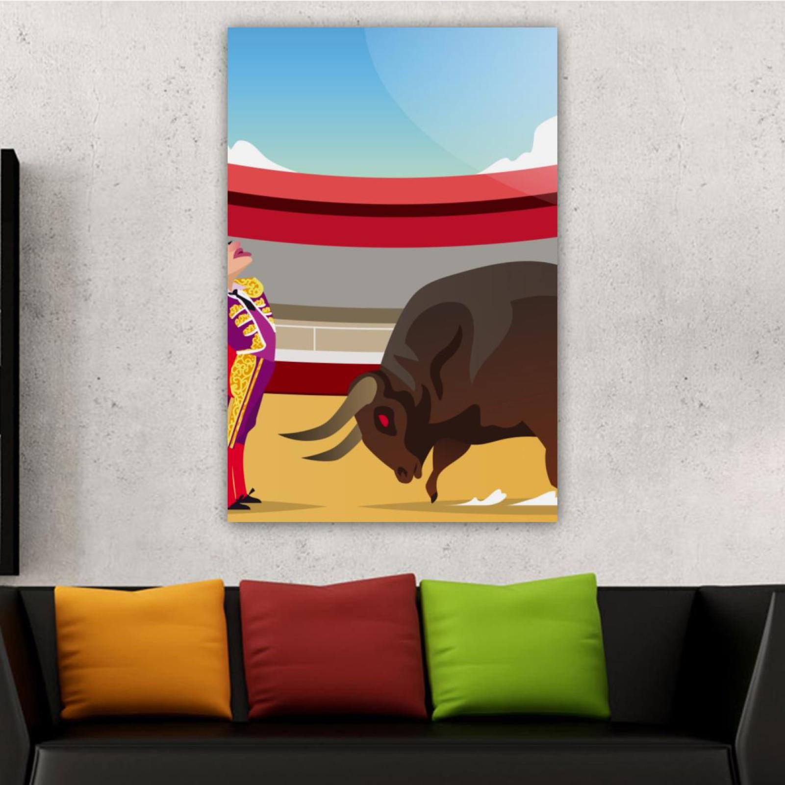 OWNSERIES Home Decor Bullfighter Versus Angry Bull Pattern Canvas Wall ...