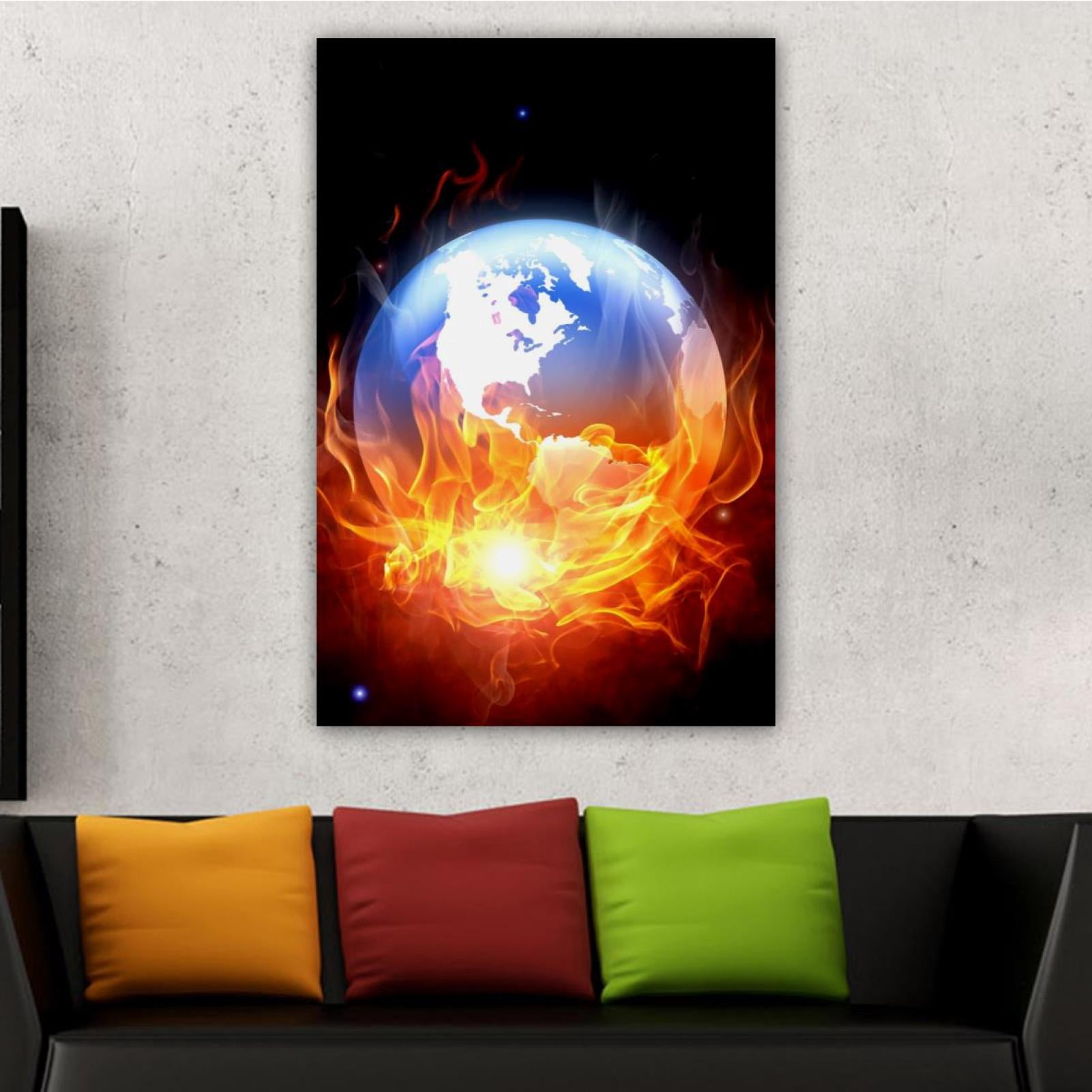 OWNSERIES Home Decor the Burning Earth Fire Pattern Canvas Wall Art ...