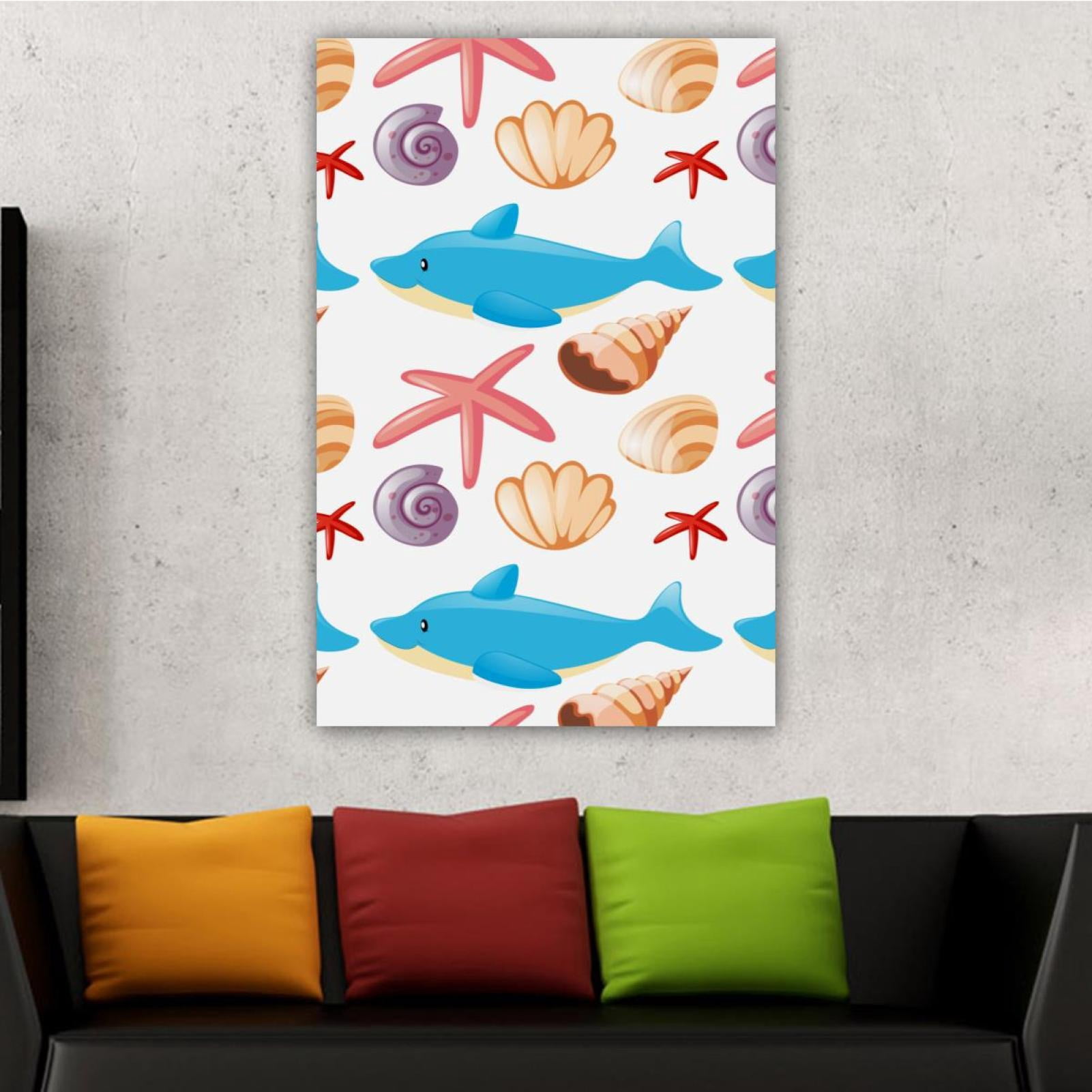 OWNSERIES Home Decor Cartoon Dolphins Seashells Starfish Pattern ...