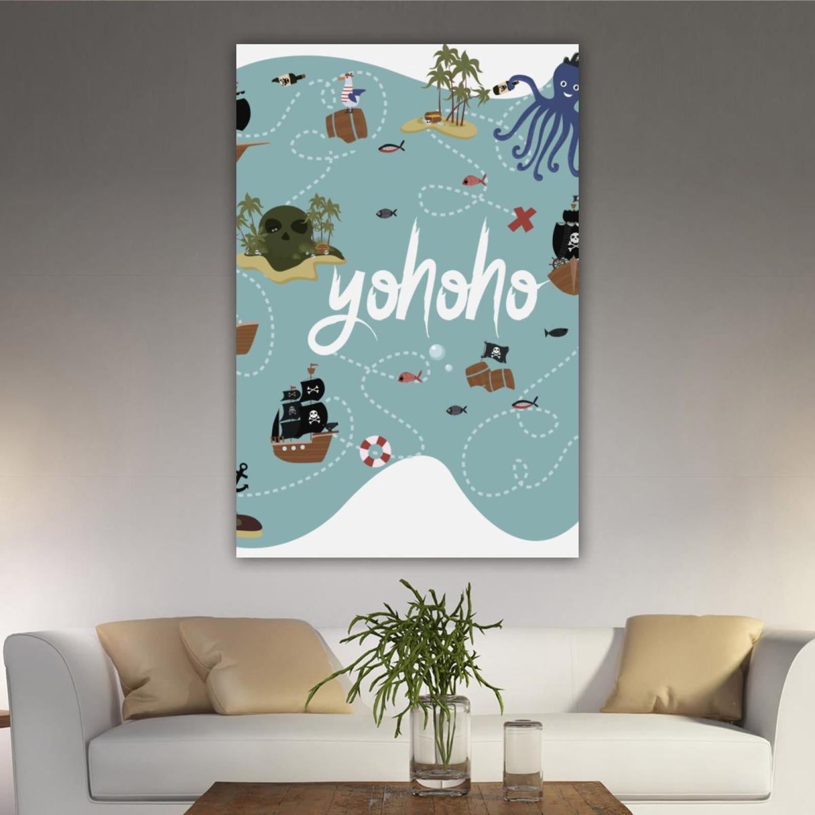 OWNSERIES Home Decor Cartoon Pirate Ship Pattern Canvas Wall Art ...