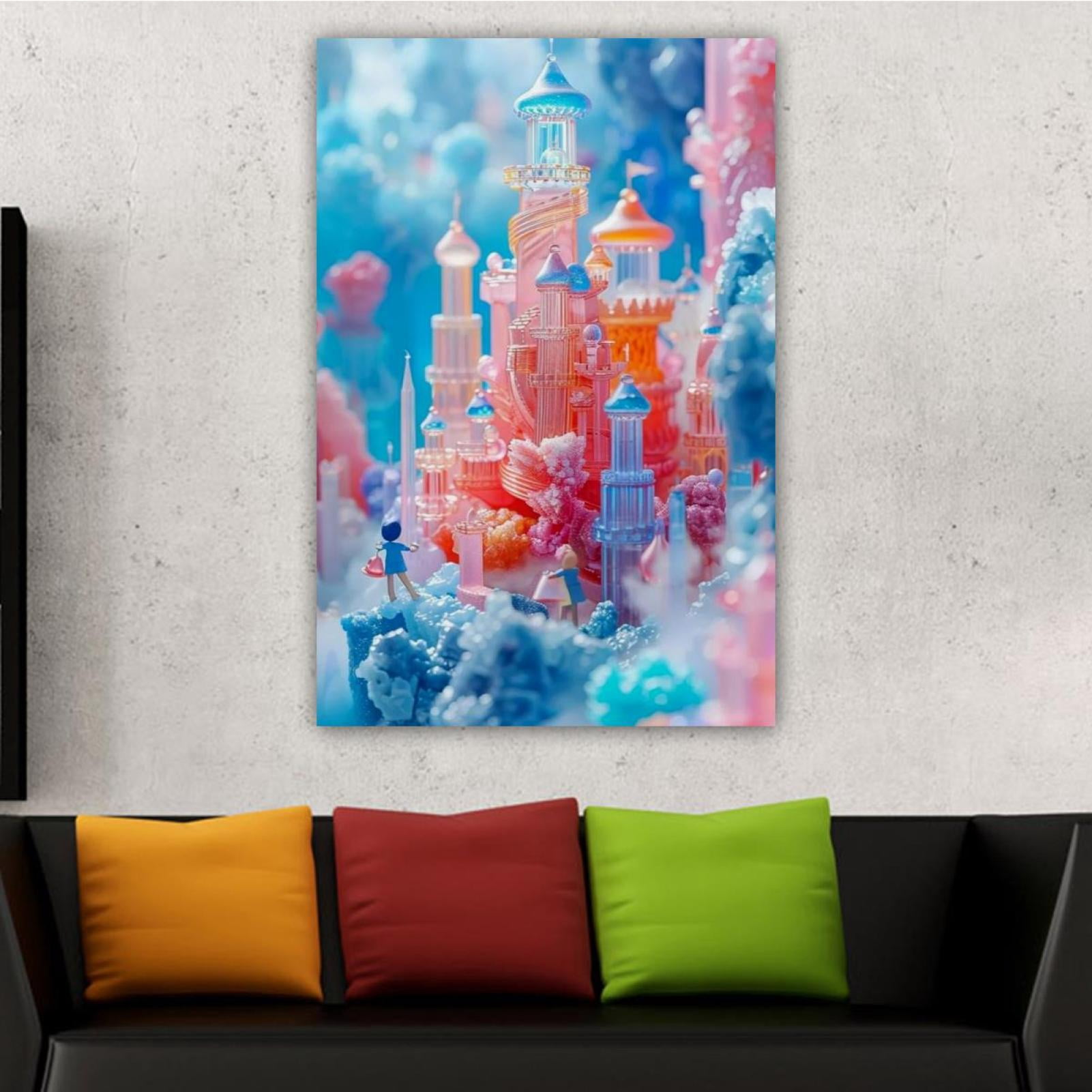 OWNSERIES Home Decor Castle in the Sky Pattern Canvas Wall Art ...