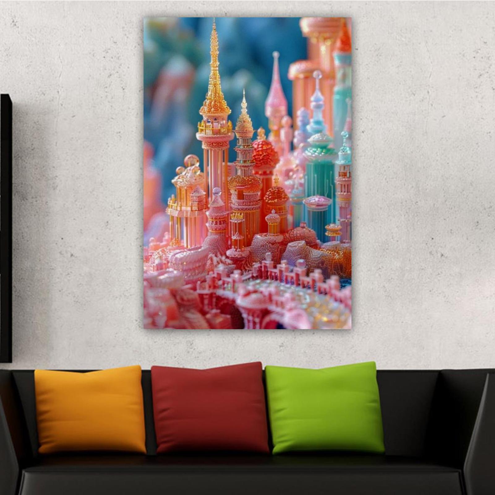OWNSERIES Home Decor Castle in the Sky Pattern Canvas Wall Art ...