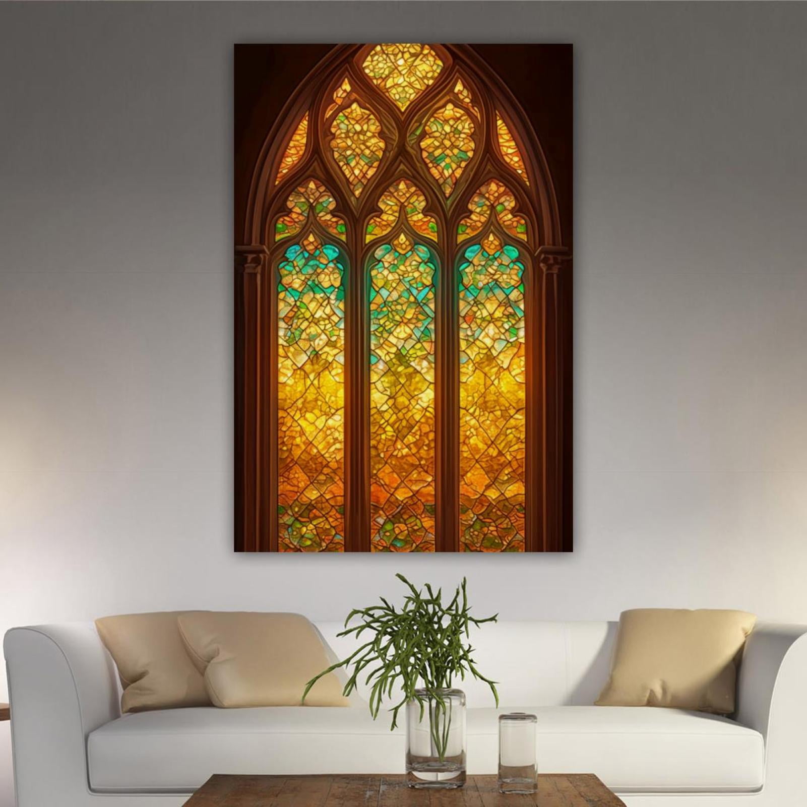 OWNSERIES Home Decor Church Stained Glass Windows Canvas Wall Art ...
