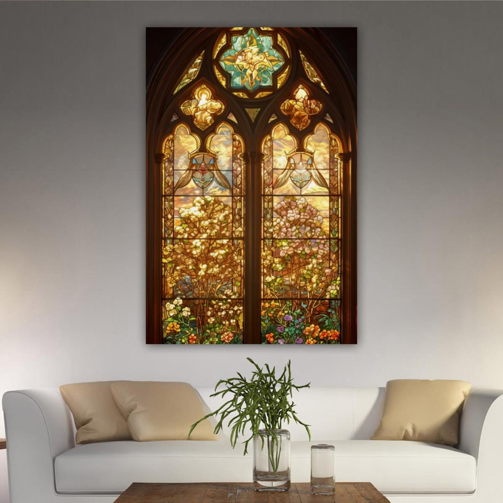 OWNSERIES Home Decor Church Stained Glass Windows Canvas Wall Art ...
