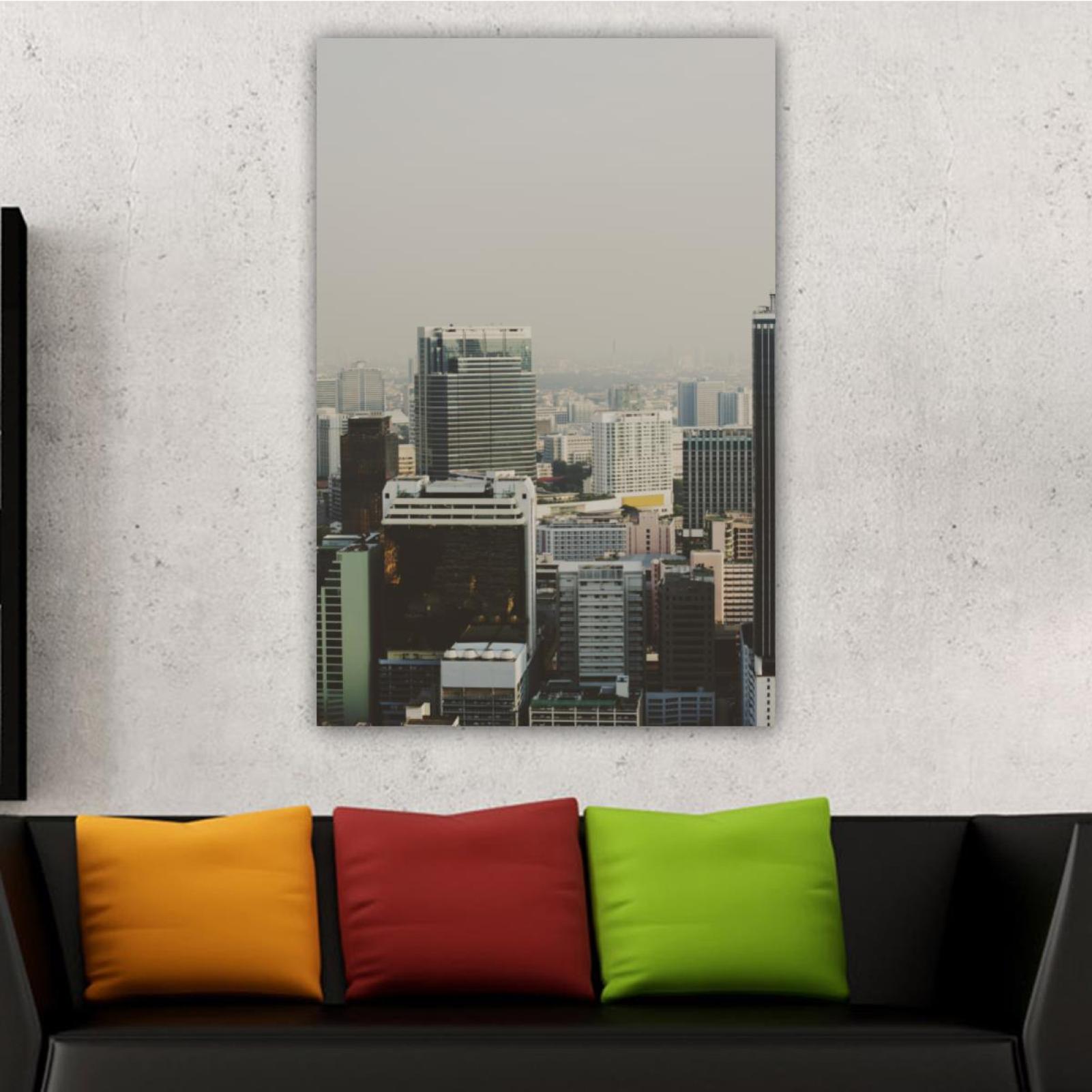 OWNSERIES Home Decor City Buildings Cityscape Pattern Canvas Wall Art ...
