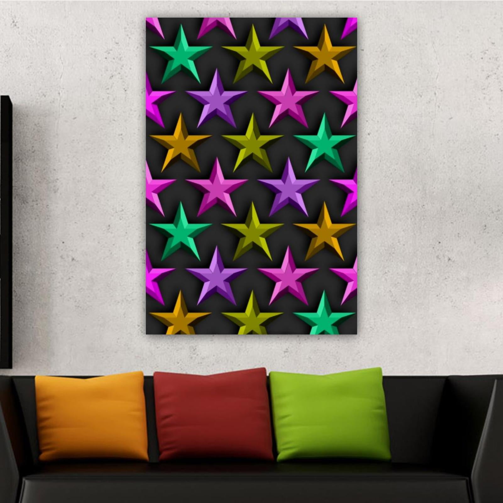 OWNSERIES Home Decor Colorful 3D Stars Pattern with Black Background ...