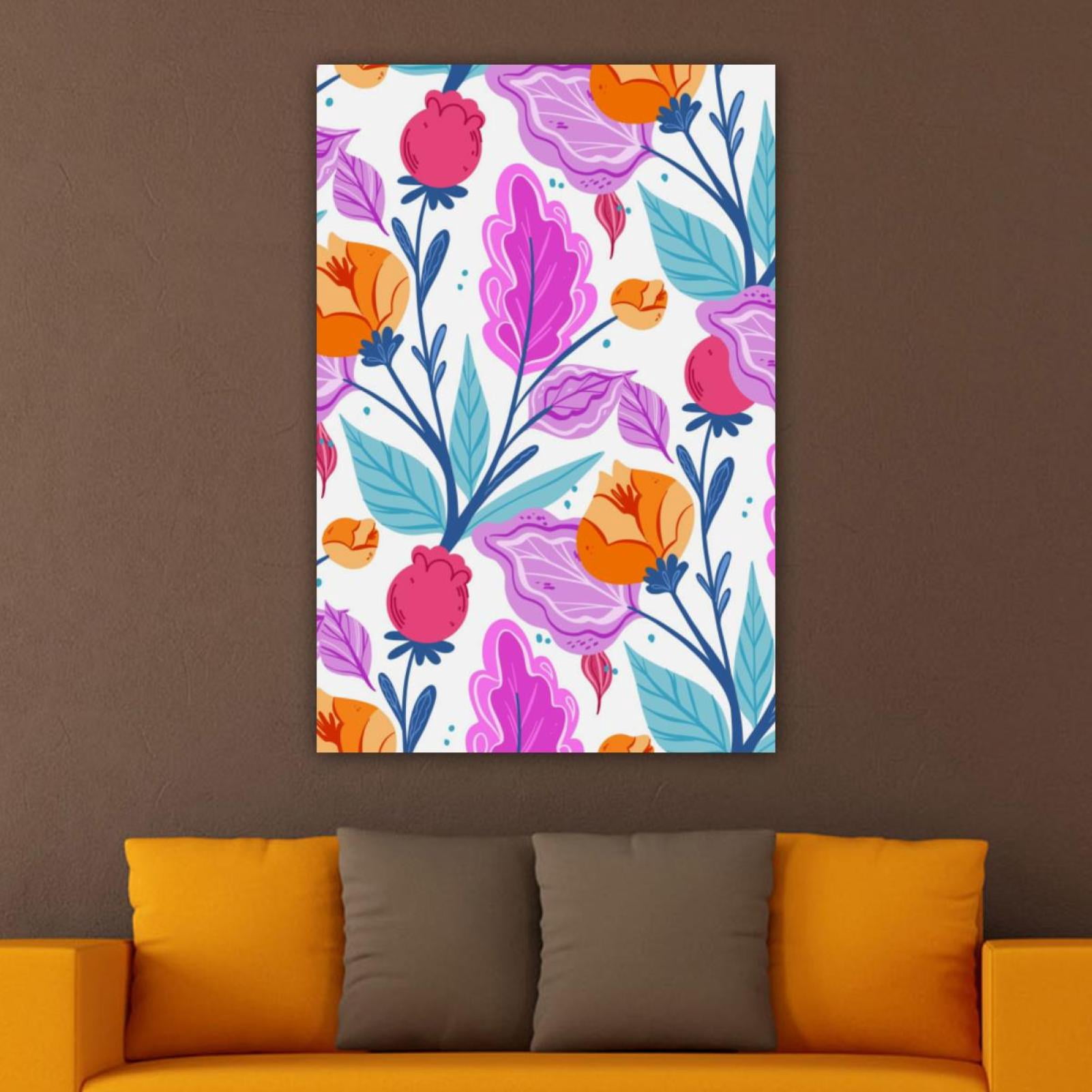 OWNSERIES Home Decor Colorful Floral Print Pattern Canvas Wall Art ...