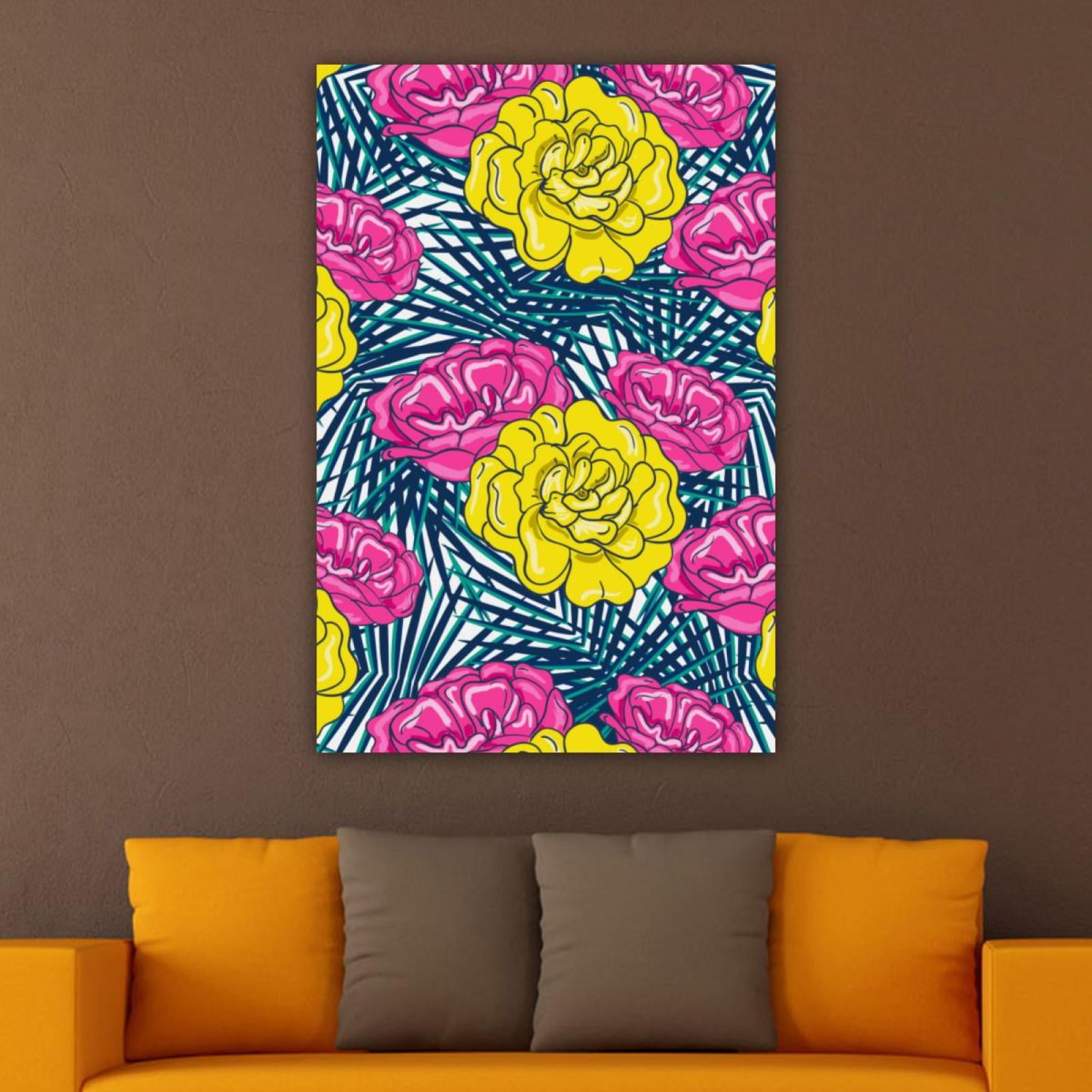 OWNSERIES Home Decor Colorful Flowers Background Pattern Canvas Wall ...