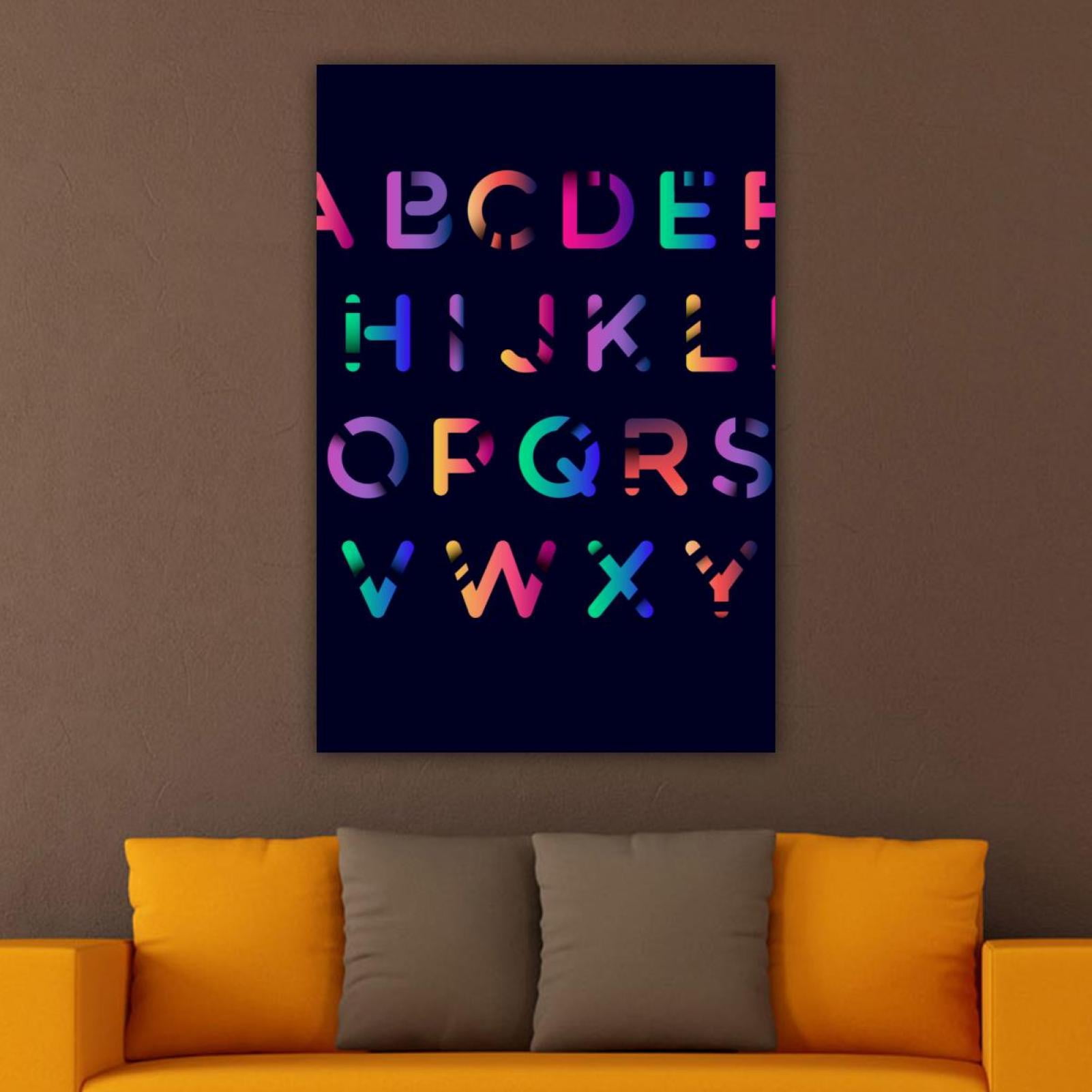 OWNSERIES Home Decor Colorful Gradient Alphabet Template Pattern Canvas ...