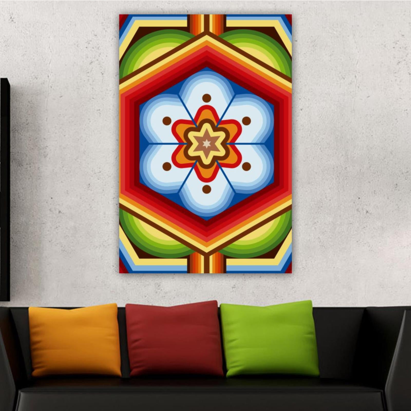 OWNSERIES Home Decor Colorful Huichol Pattern Pattern Canvas Wall Art ...