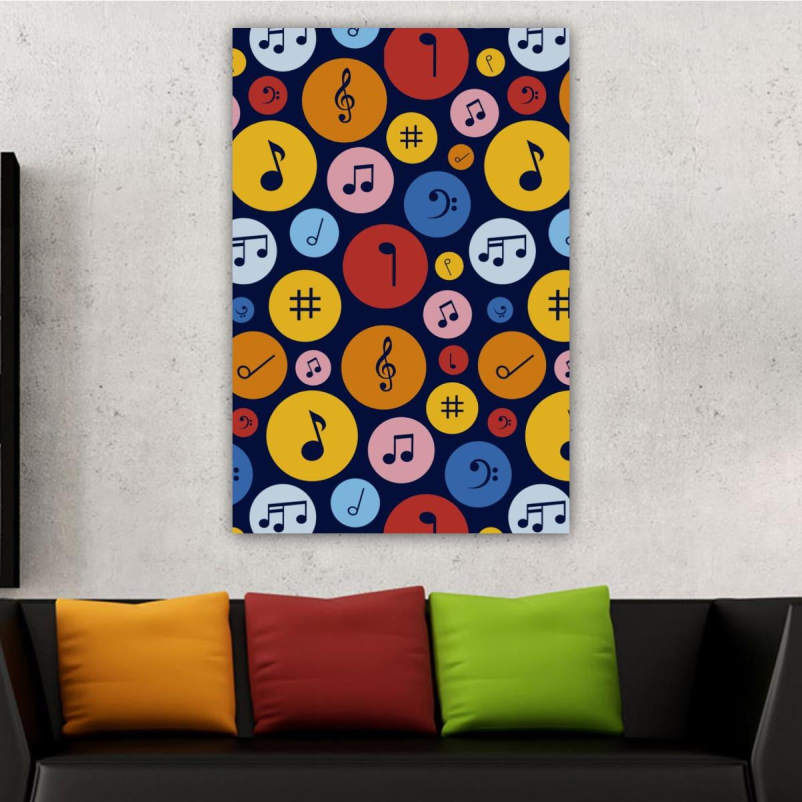 OWNSERIES Home Decor Colorful Musical Notes Pattern Canvas Wall Art ...