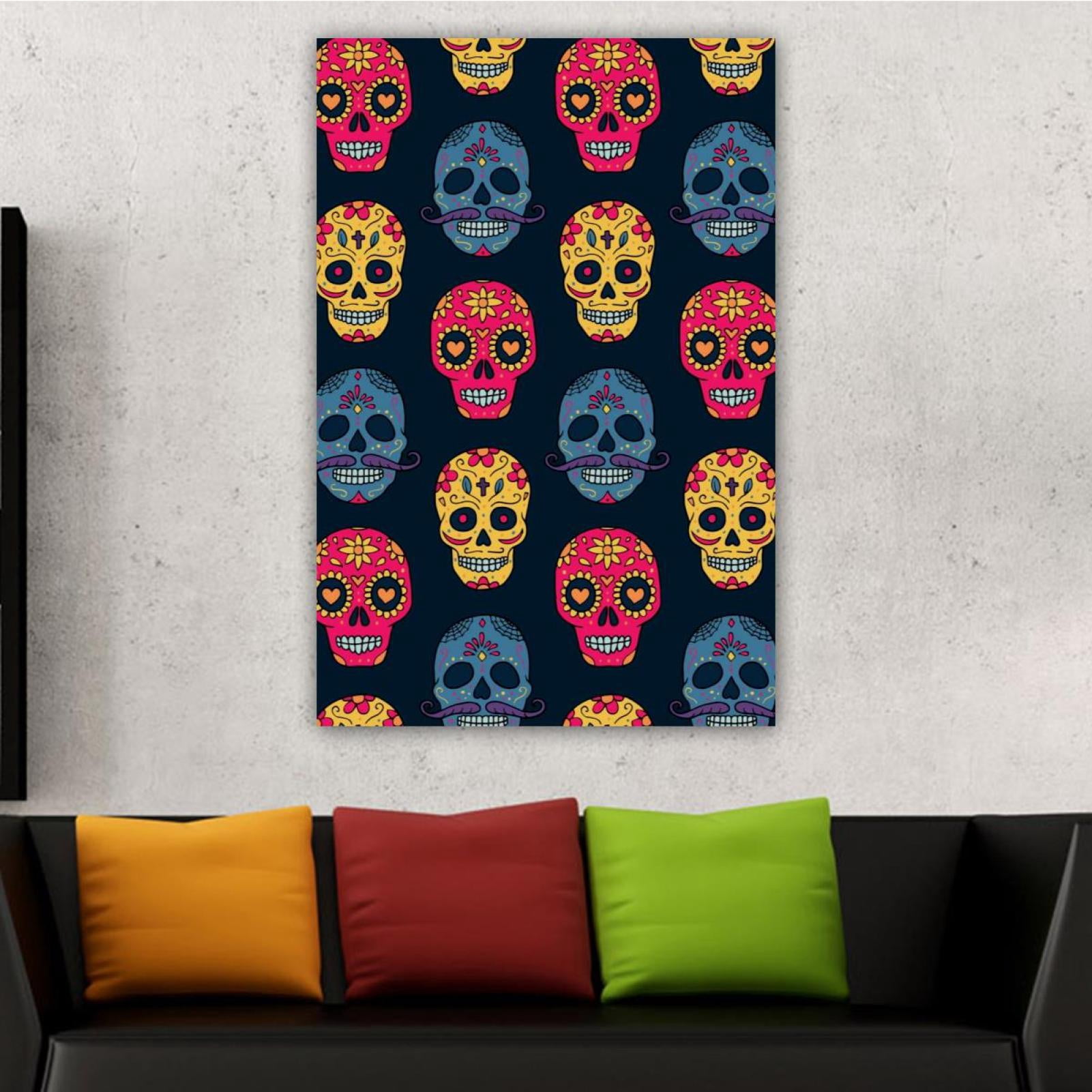 OWNSERIES Home Decor Colorful Skull Design Pattern Canvas Wall Art ...