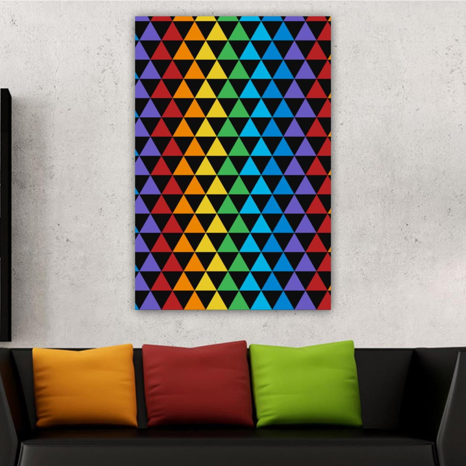 OWNSERIES Home Decor Colorful Triangular Pattern with Black Background ...