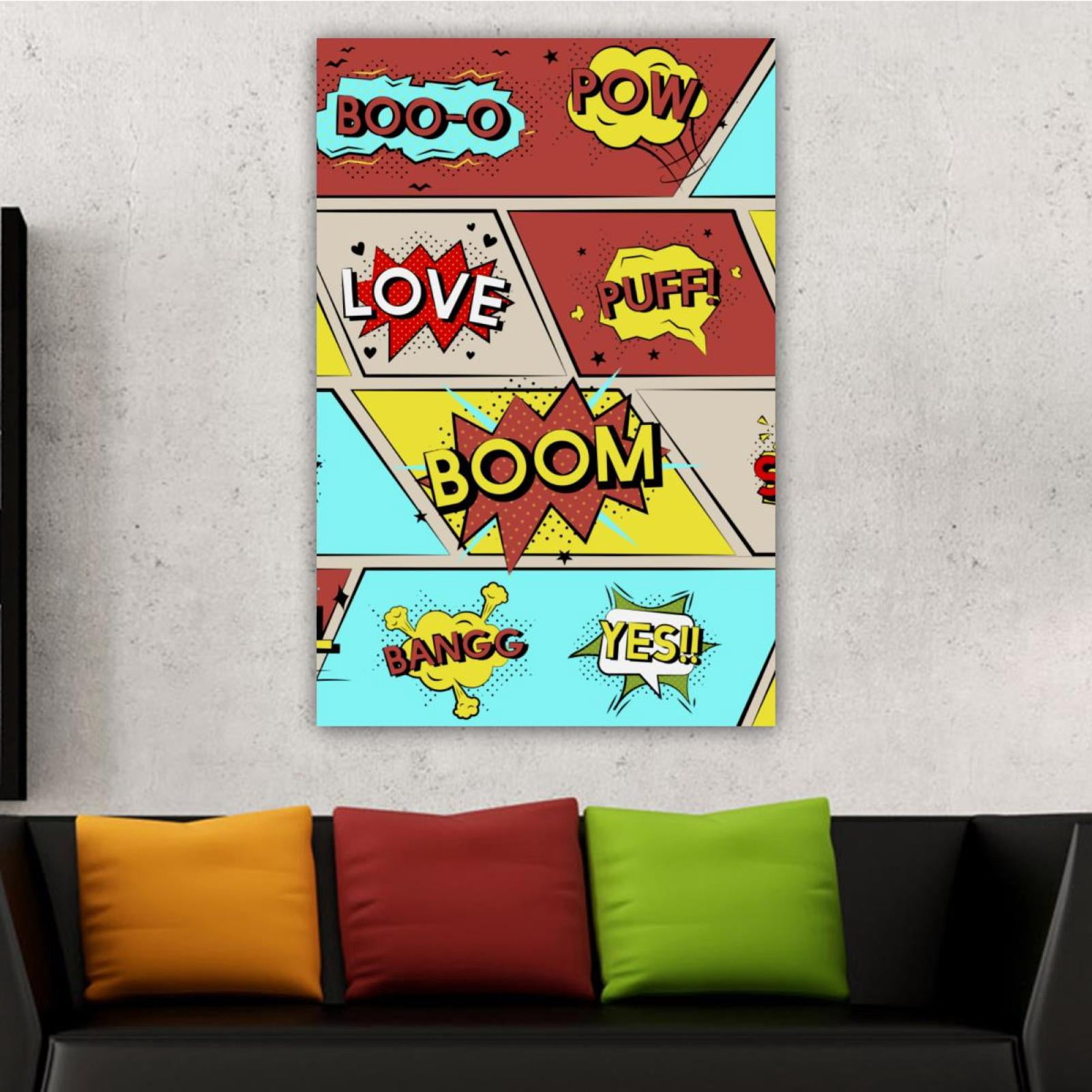 OWNSERIES Home Decor Comic Word Graphics Pattern Canvas Wall Art ...