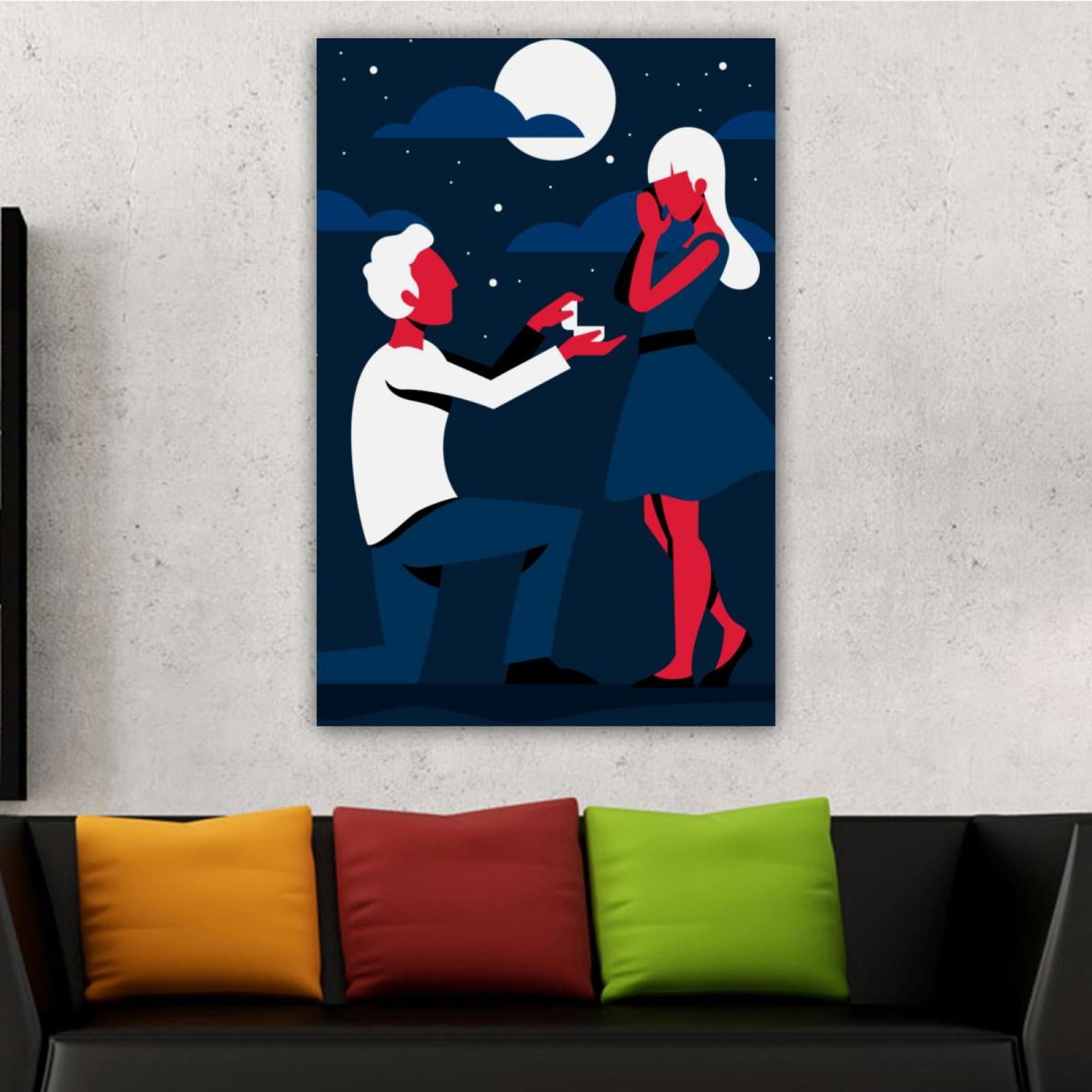 OWNSERIES Home Decor Couple in Love Marry Me Pattern Canvas Wall Art ...
