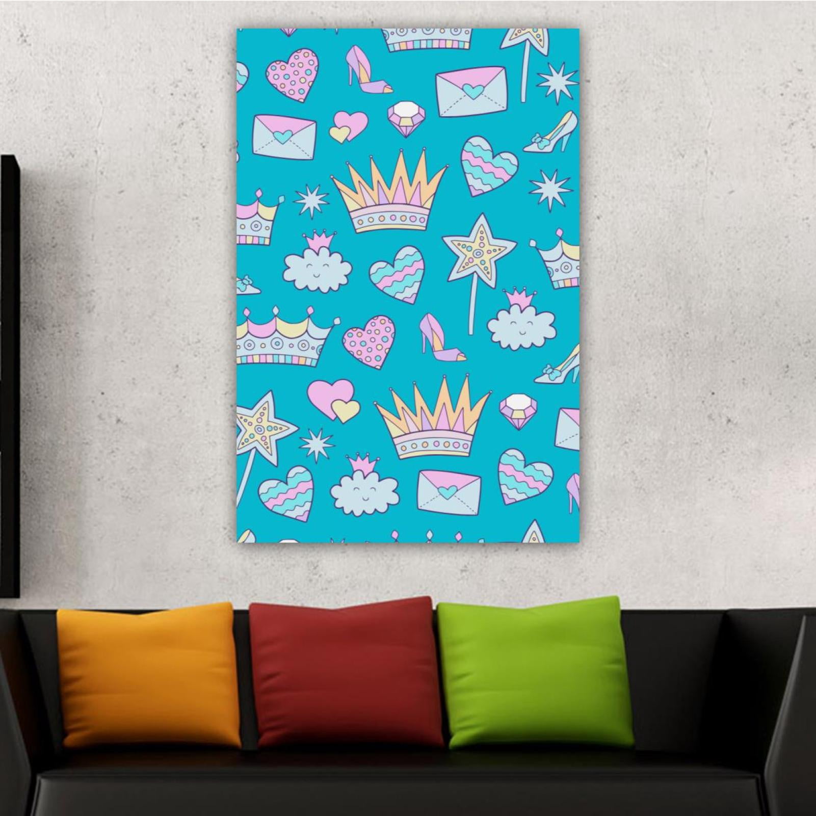 OWNSERIES Home Decor Crown Cute Elements Pattern Canvas Wall Art ...