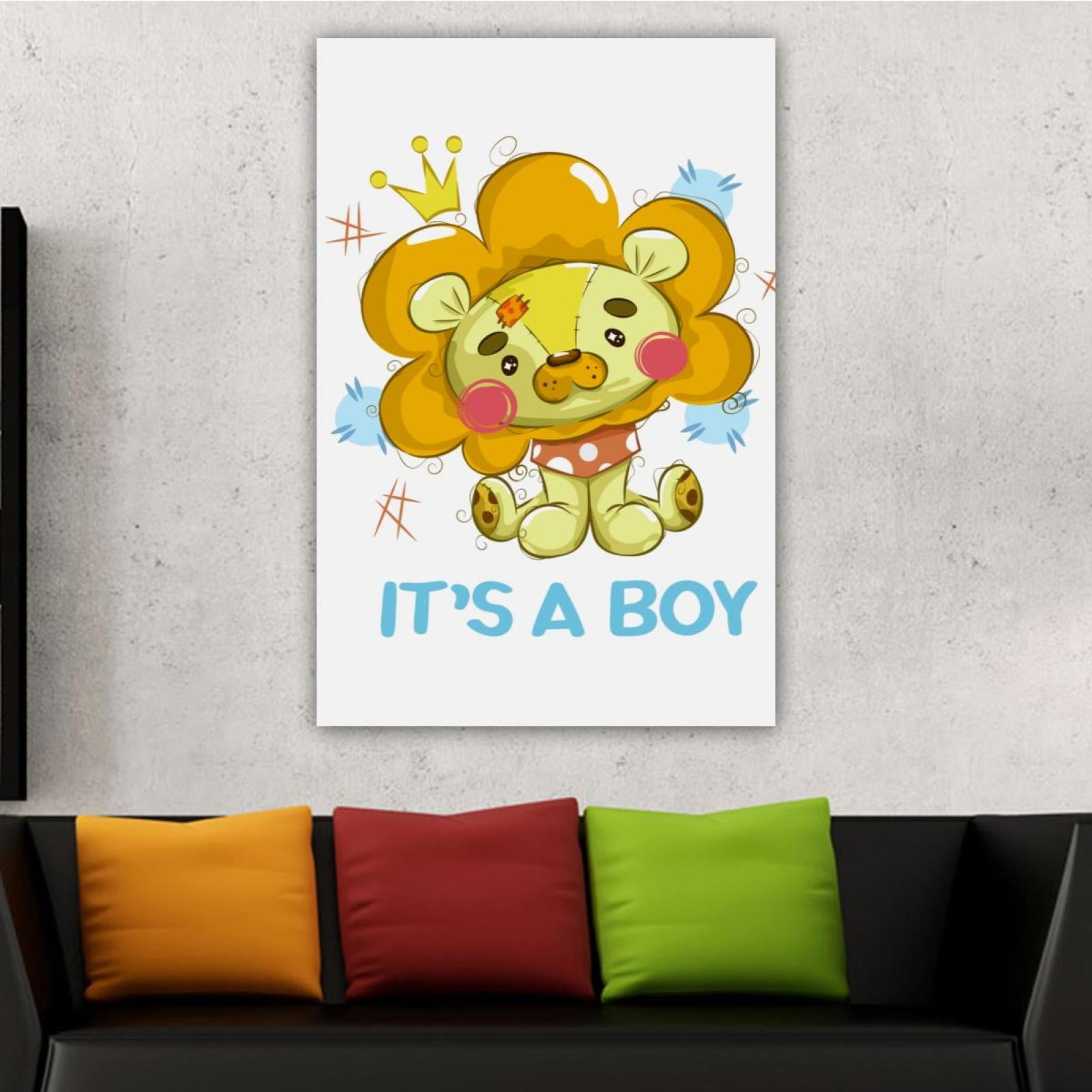 OWNSERIES Home Decor Cute Baby Plush Lion It's a Boy Pattern Canvas ...