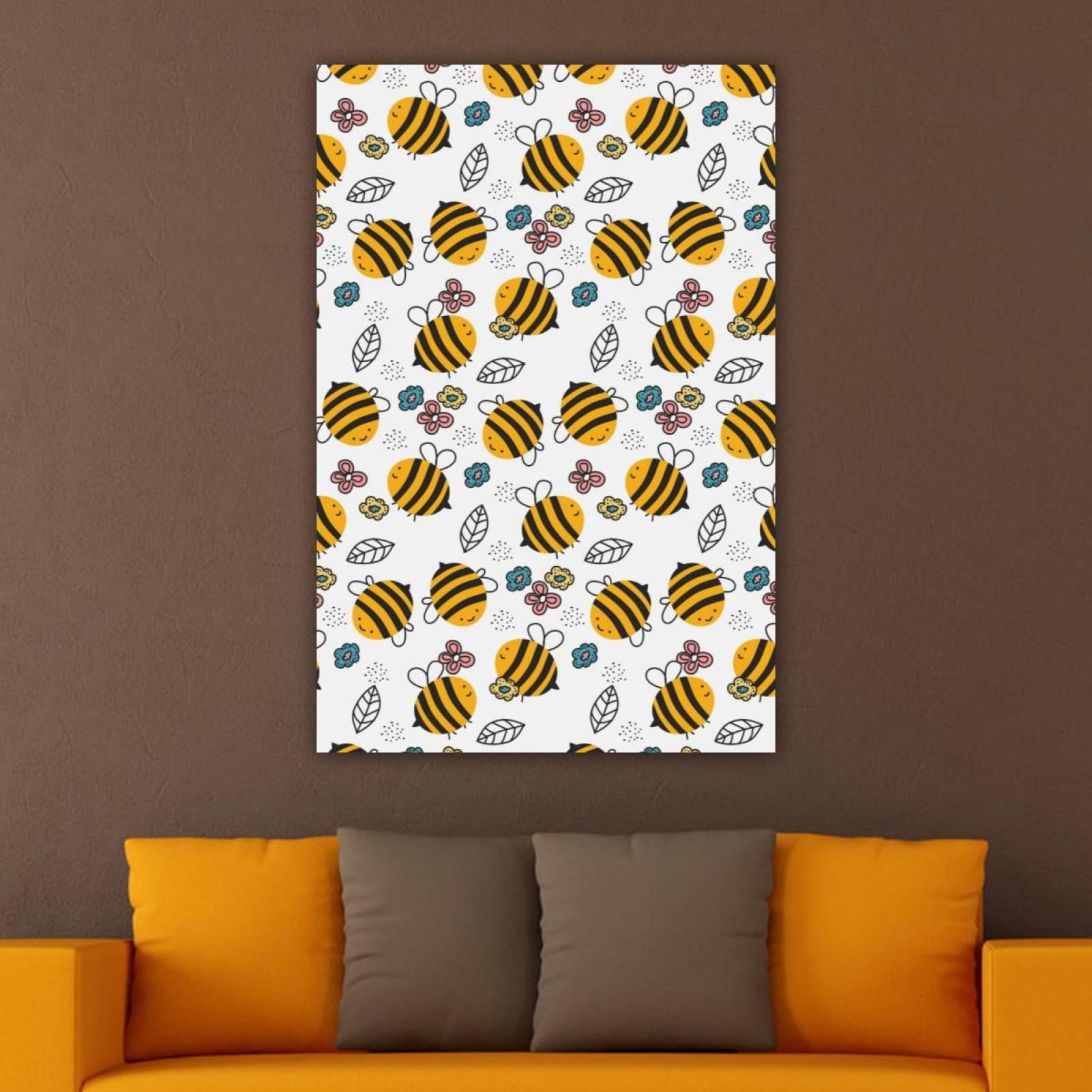 OWNSERIES Home Decor Cute Cartoon Bees Pattern Pattern Canvas Wall Art ...