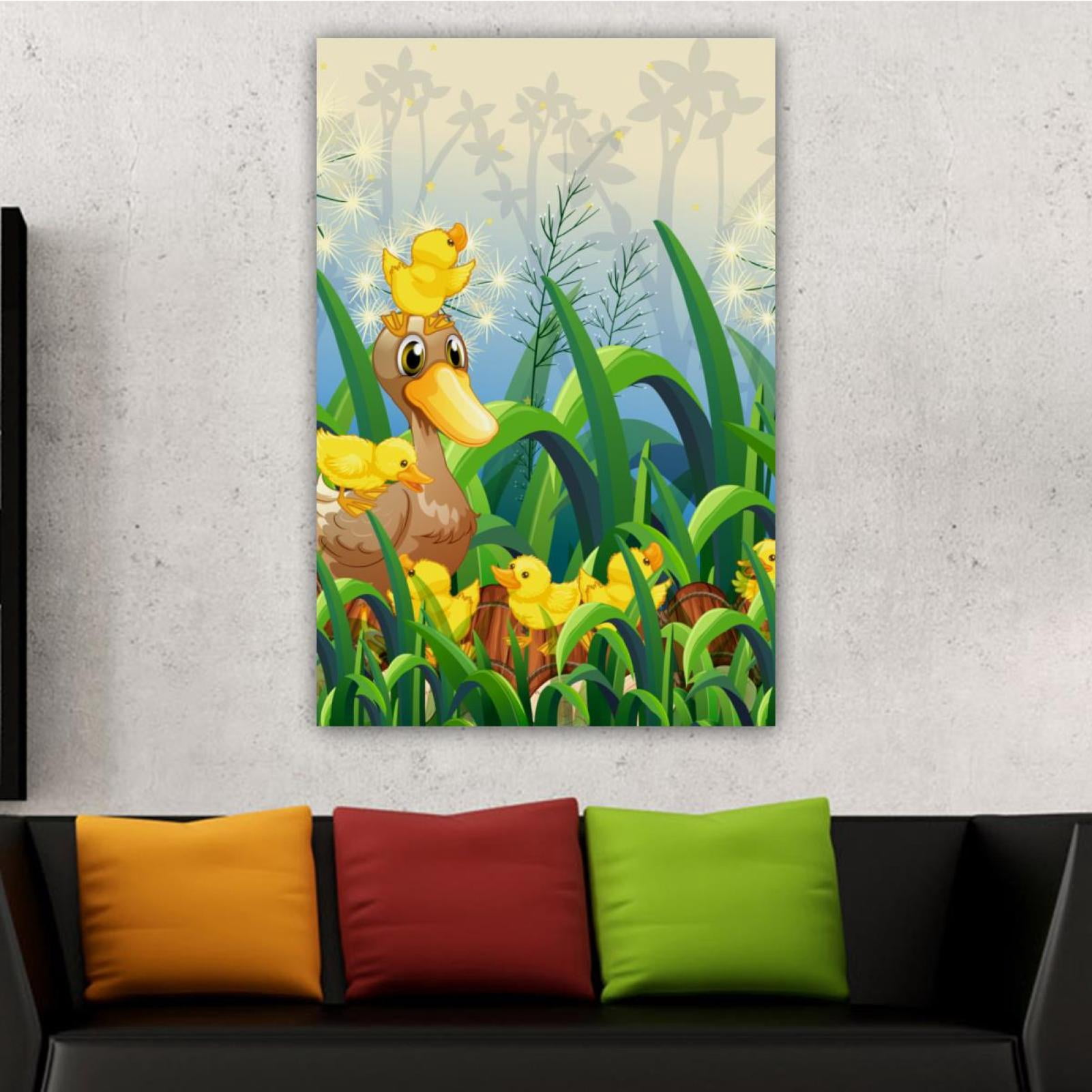 OWNSERIES Home Decor Cute Cartoon Little Ducklings in Garden Pattern ...