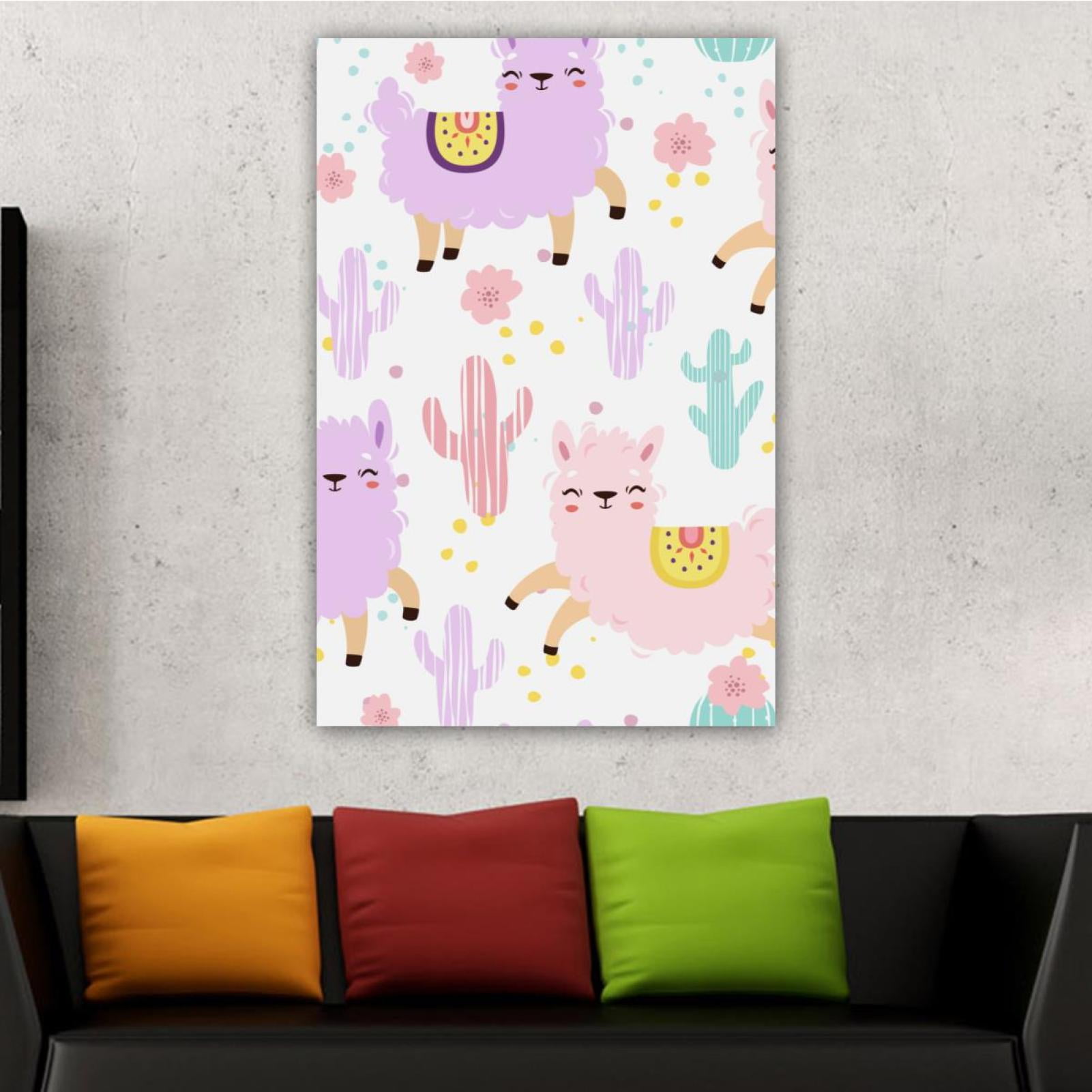 OWNSERIES Home Decor Cute Llama Alpaca Pastel with Colors Pattern ...