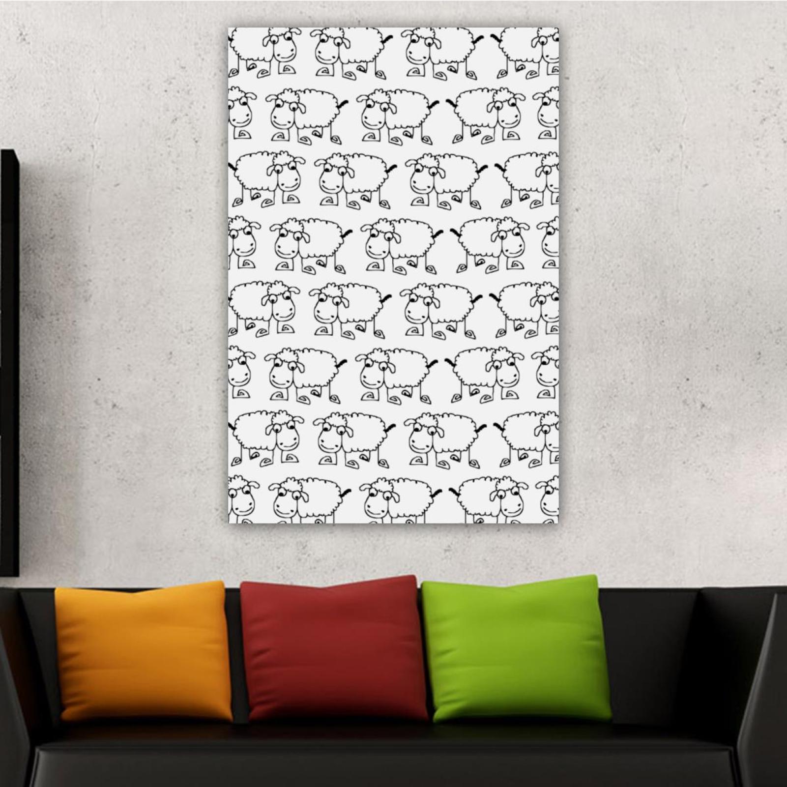 OWNSERIES Home Decor Cute Simpe Black White Sheep Pattern Pattern ...