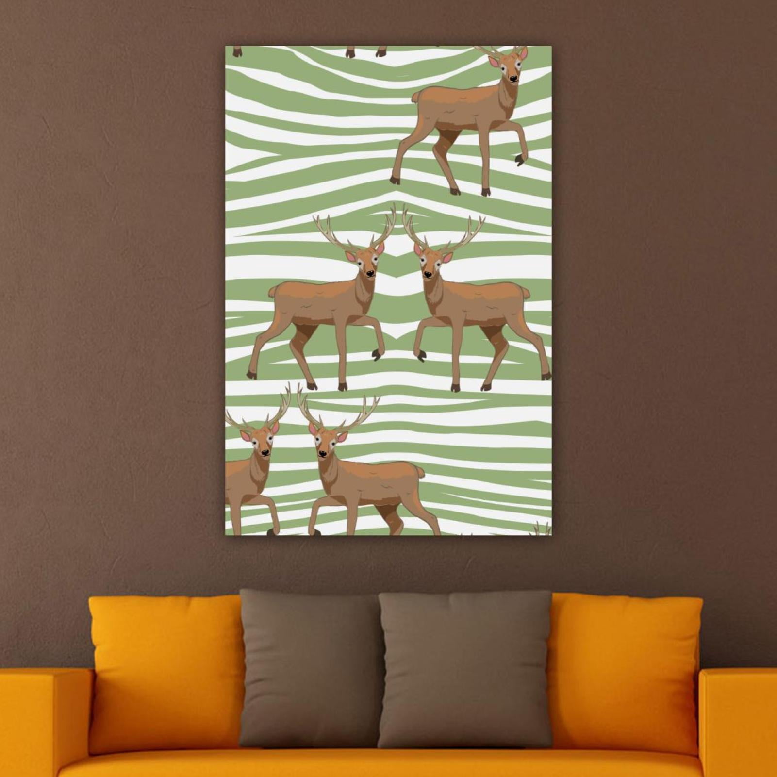 OWNSERIES Home Decor Deer Elk Stripe Pattern Pattern Canvas Wall Art ...