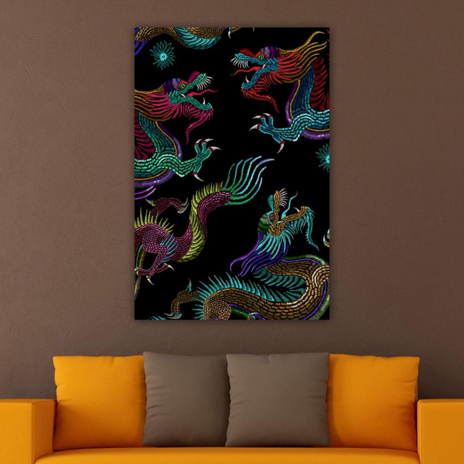 OWNSERIES Home Decor Embroidery Traditional Chinese Dragon Pattern ...