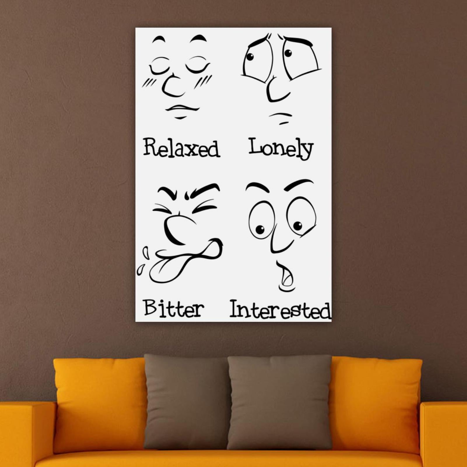 OWNSERIES Home Decor Facial Expressions with Words Pattern Canvas Wall ...