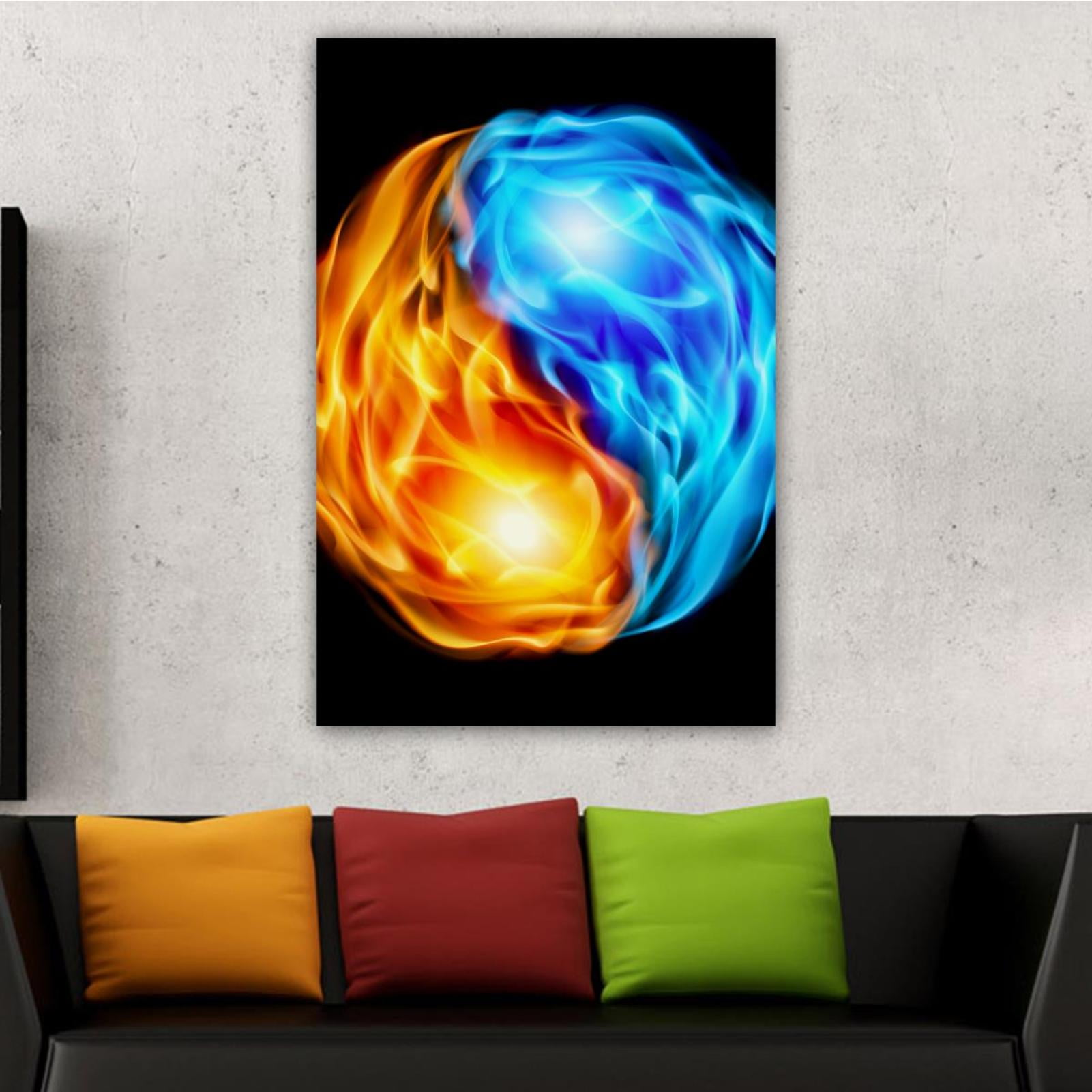 OWNSERIES Home Decor Fire Water Chinese Yin Yang Pattern Canvas Wall ...