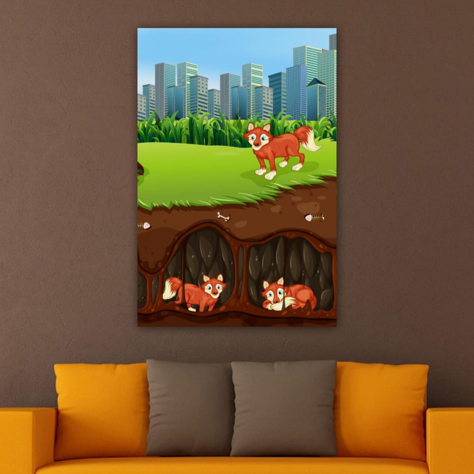 OWNSERIES Home Decor a Fox Family Living Underground City Buildings ...