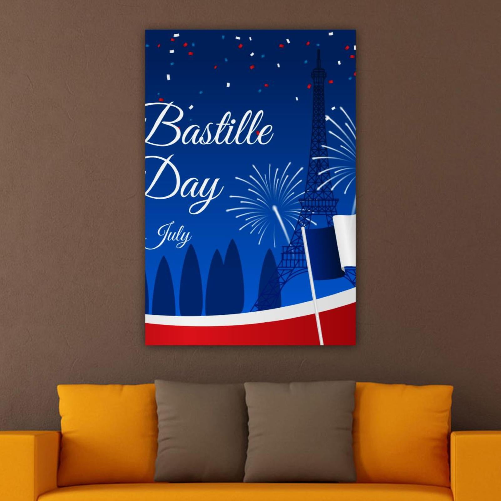 OWNSERIES Home Decor Franch Bastille Day July 14Th Pattern Canvas Wall ...