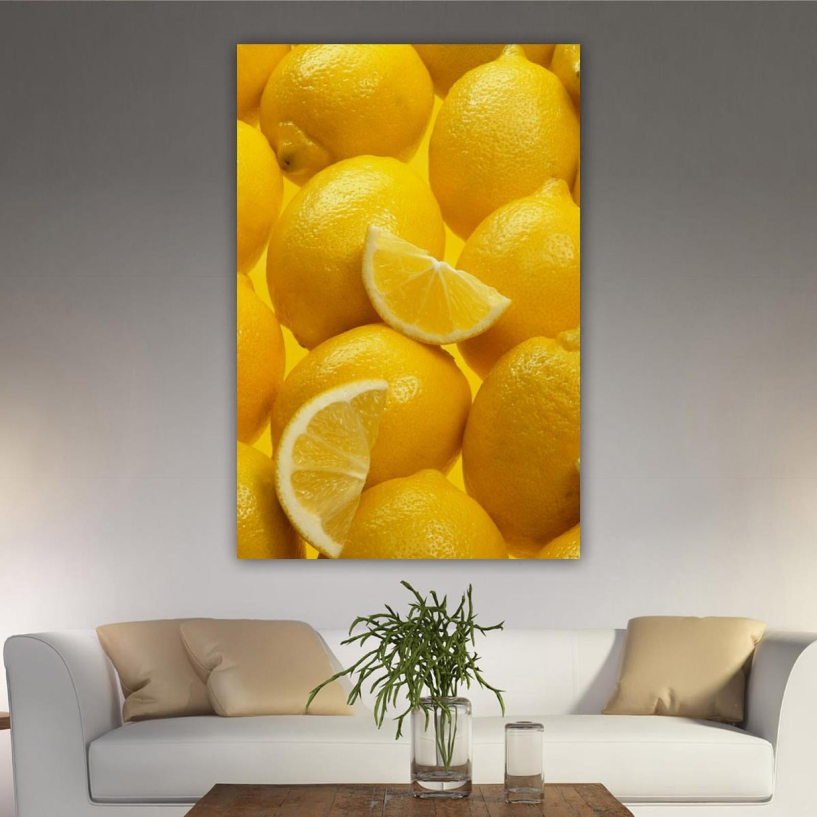 OWNSERIES Home Decor Fruit Lemons Texture Yellow Pattern Canvas Wall ...