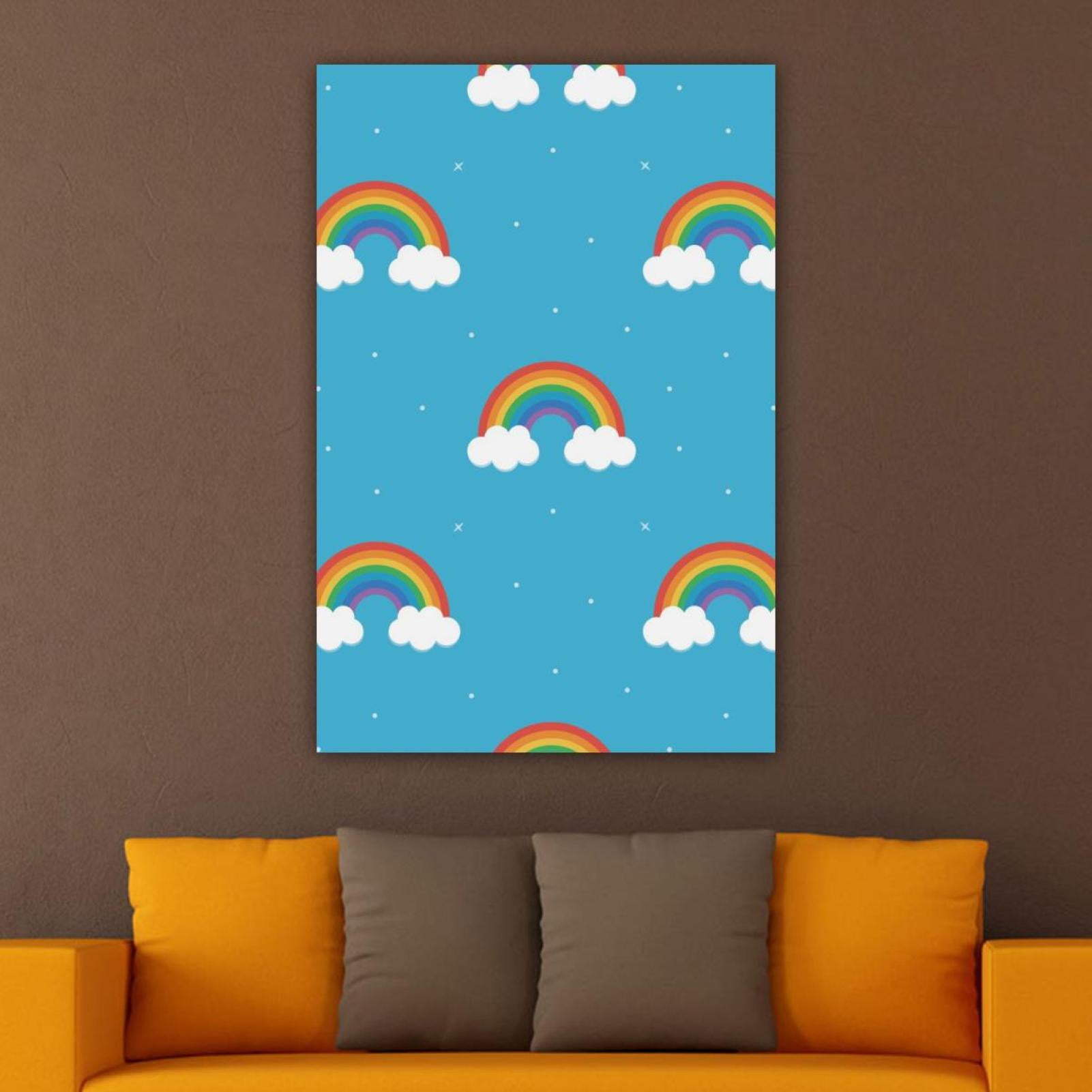 OWNSERIES Home Decor Fun Colorful Rainbow Clouds Blue Background ...