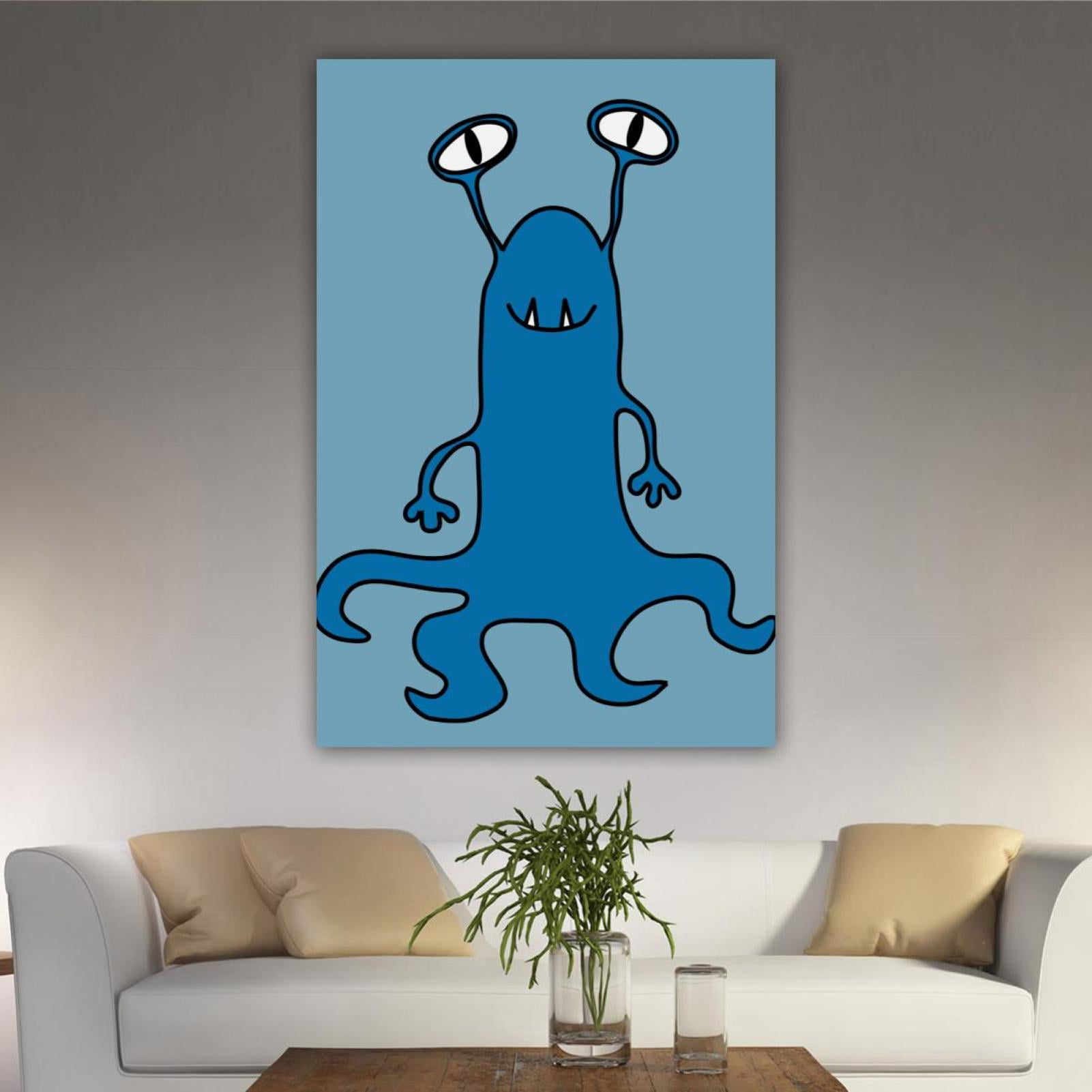 OWNSERIES Home Decor Funny Cartoon Alien Pattern Canvas Wall Art ...