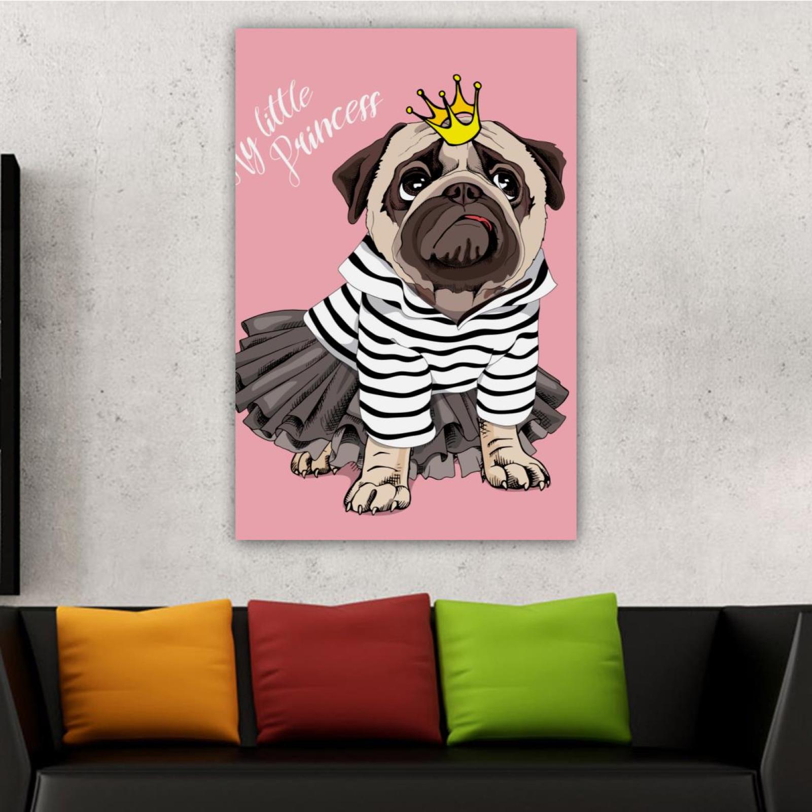 OWNSERIES Home Decor Funny Cartoon Dog Pug Crown My Little Princess ...