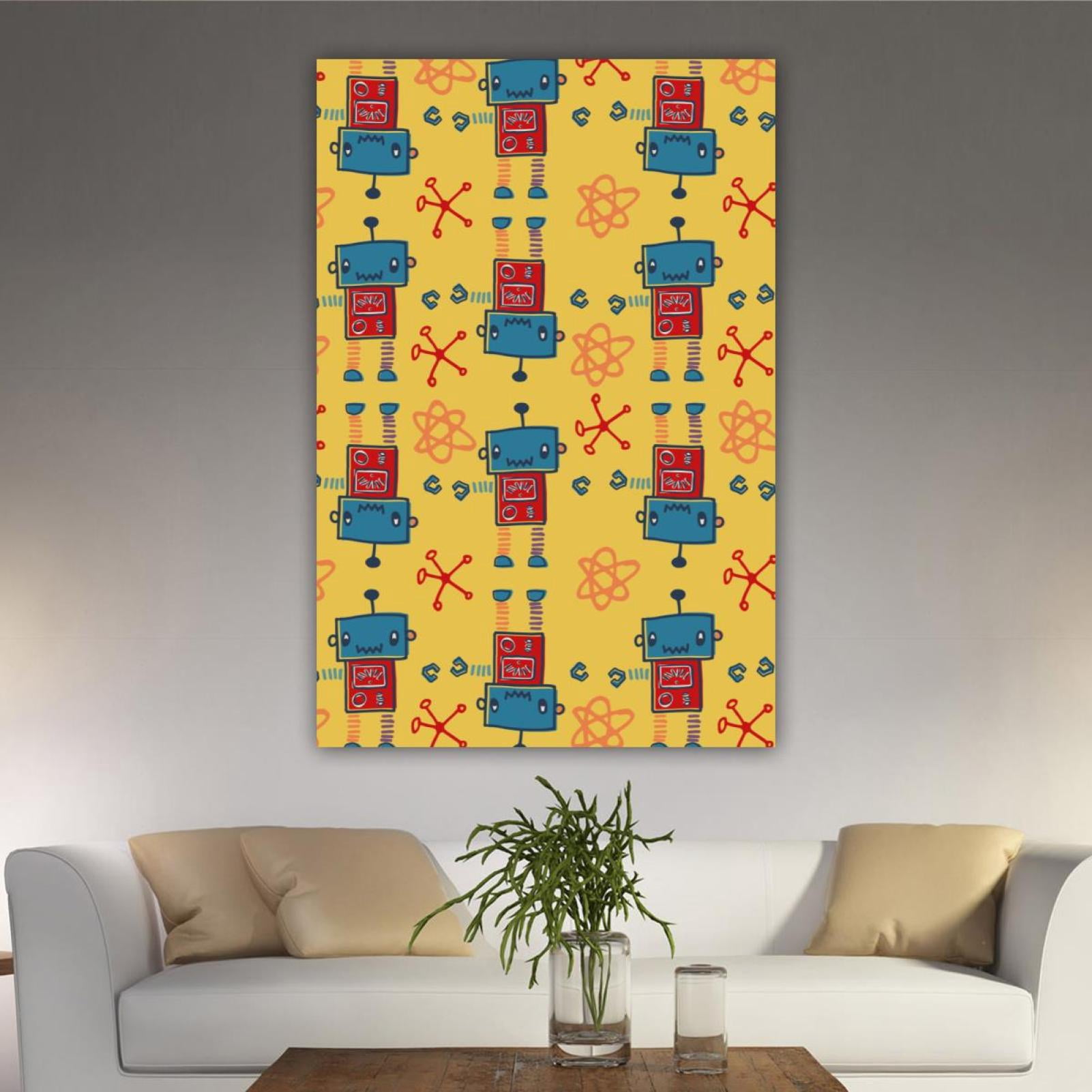 OWNSERIES Home Decor Funny Cartoon Robot Pattern Canvas Wall Art ...