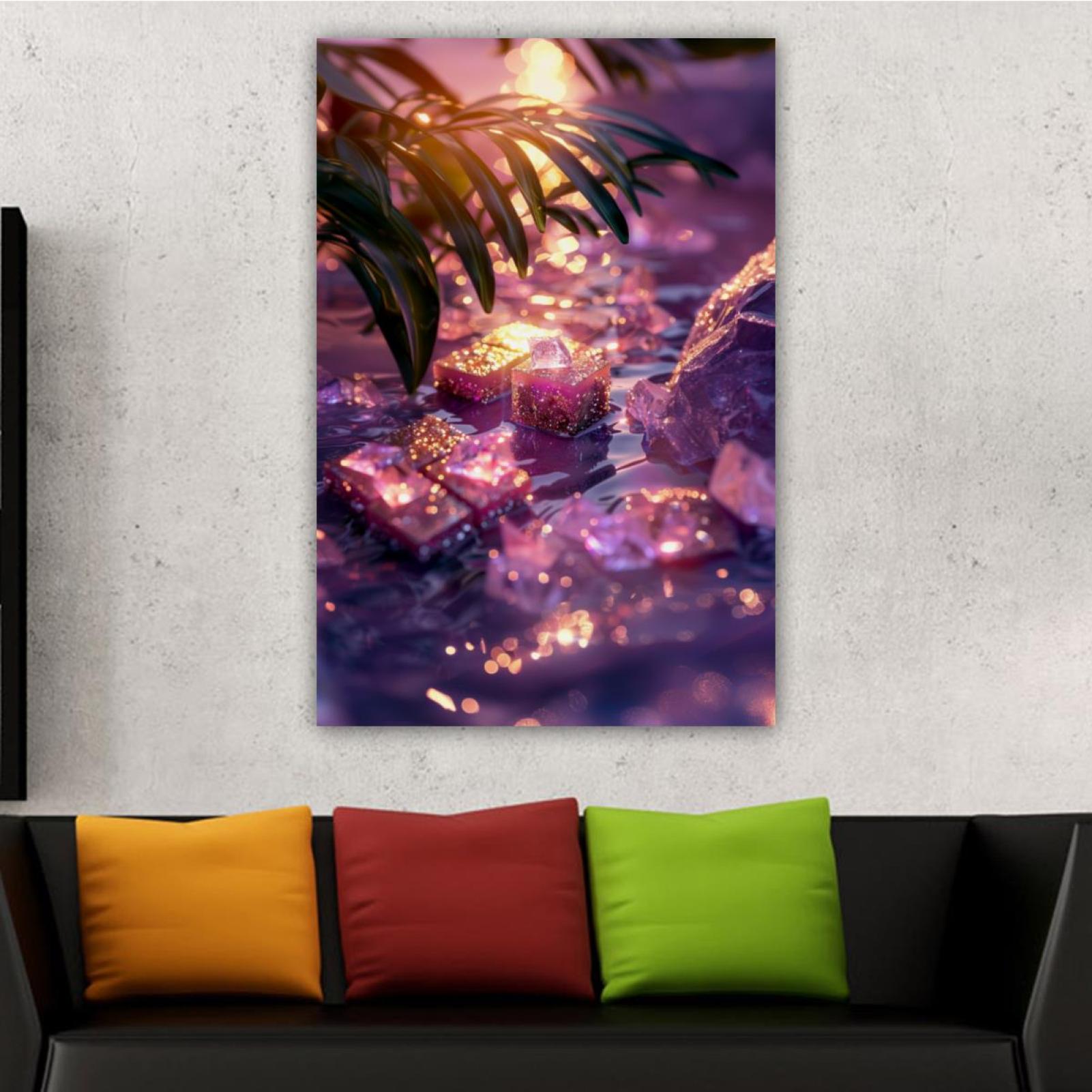 OWNSERIES Home Decor Golden Light Brings Good Luck Pattern Canvas Wall ...